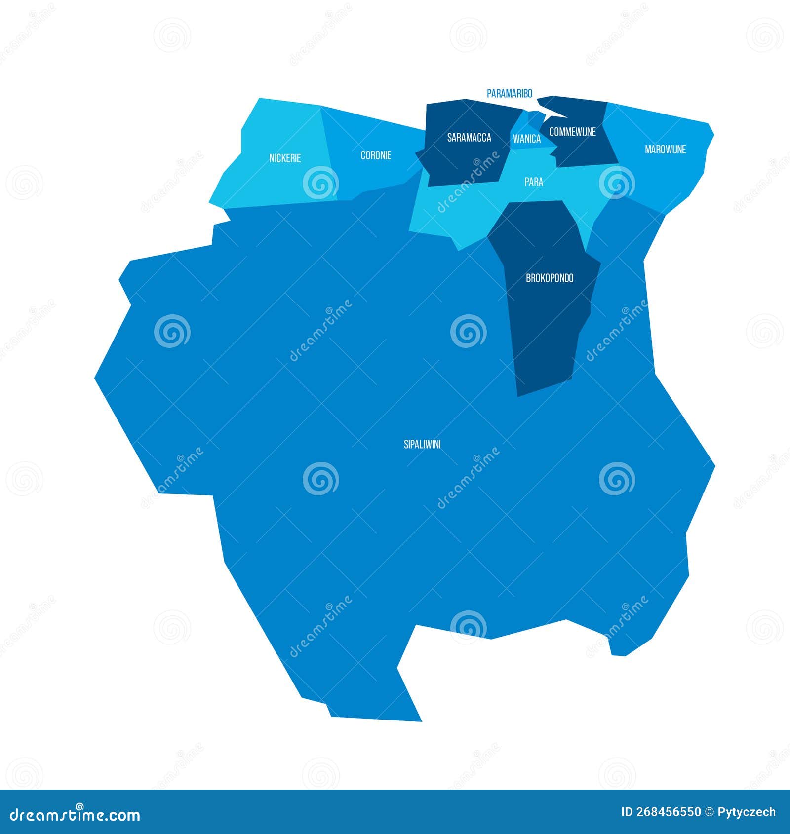 Suriname Political Map of Administrative Divisions Stock Vector ...