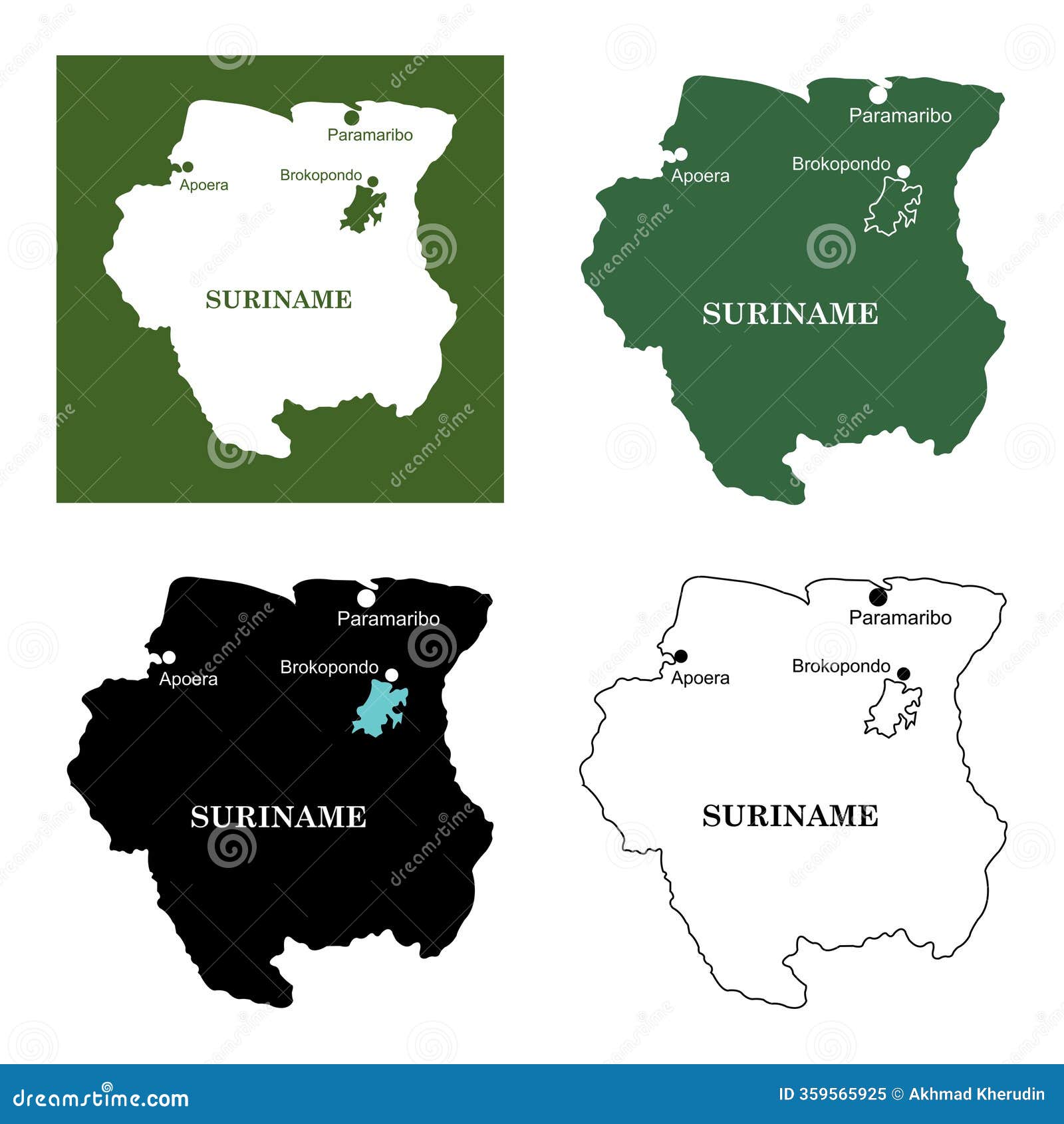 Suriname Region Map: Colorful Isometric Top View. Cartoon Vector ...