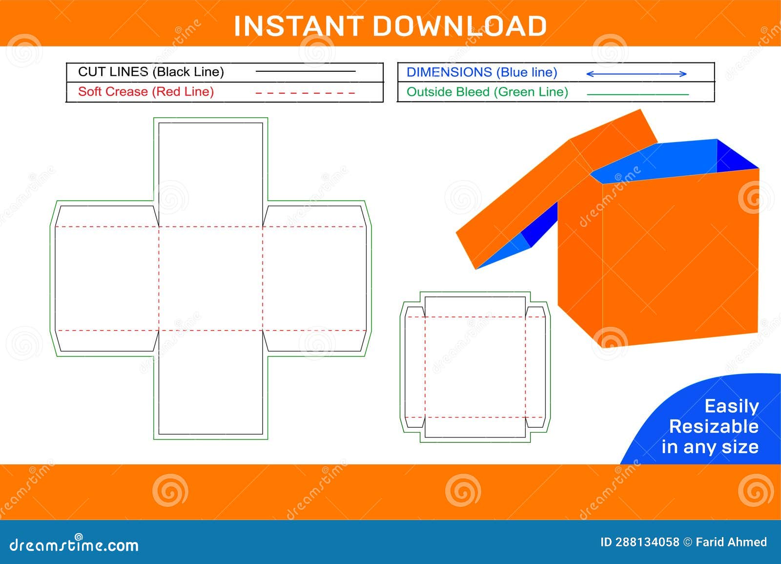 Surprice Gift Box, Sweet Box Packaging Die Line Template and 3d Box ...