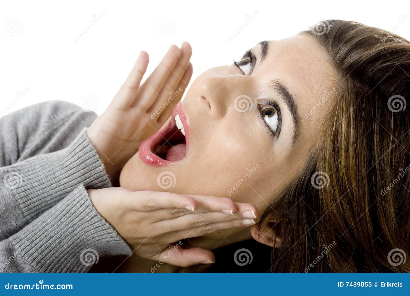 Surprise stock image. Image of brunette, close, happy - 7439055