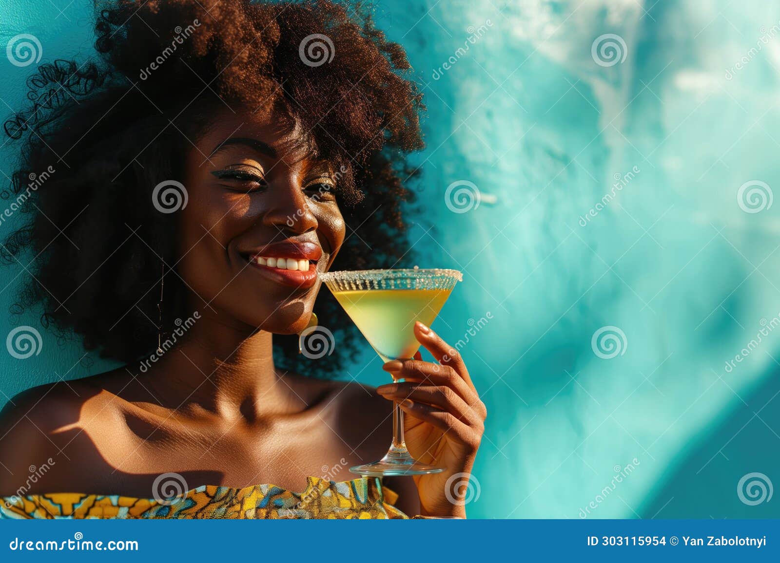 Surprise African Yearold Woman Sipping a Martini on Turquoise ... Surprise African Yearold Woman Sipping a Martini on Turquoise ...
