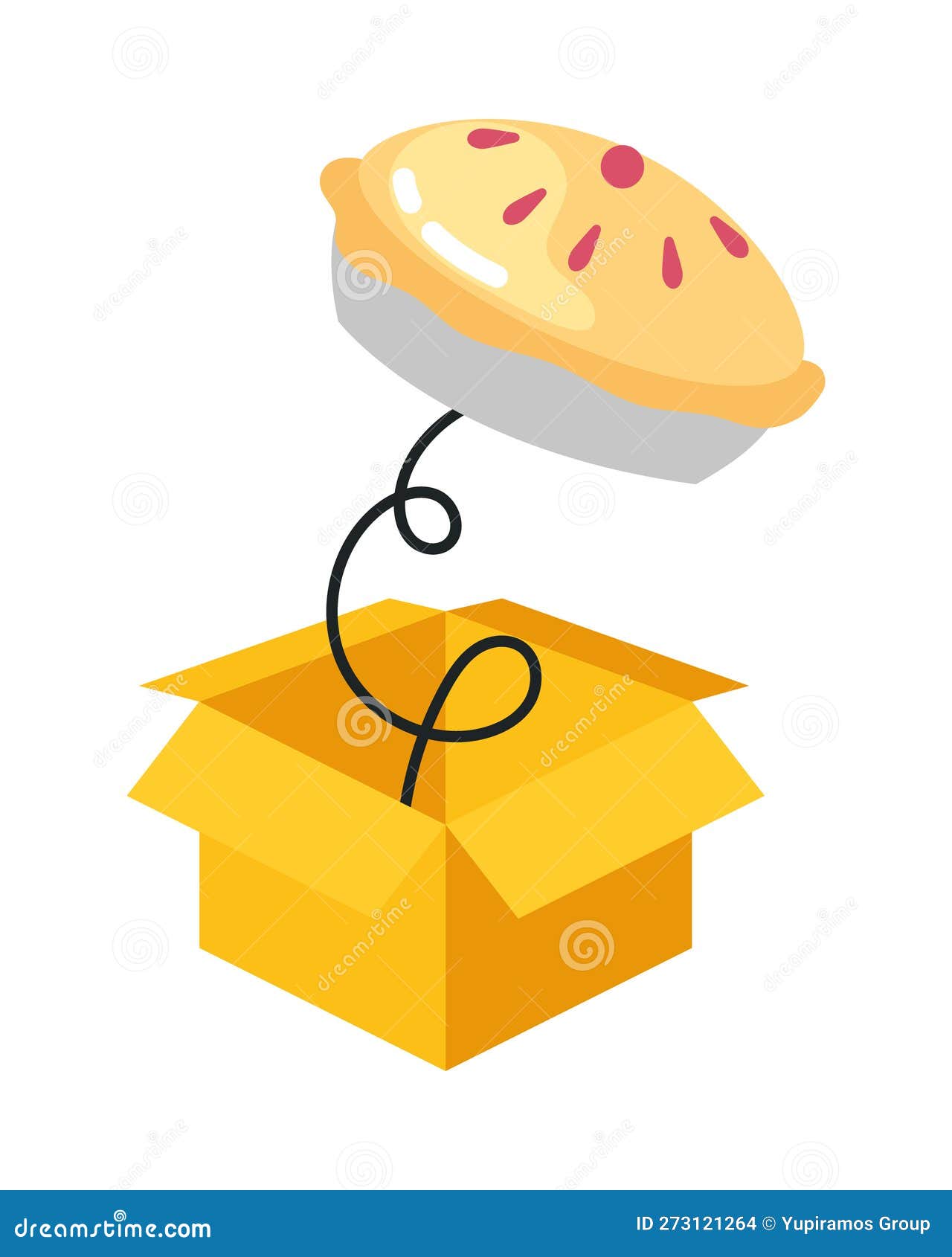 Surprise box with pie stock vector. Illustration of idiot - 273121264