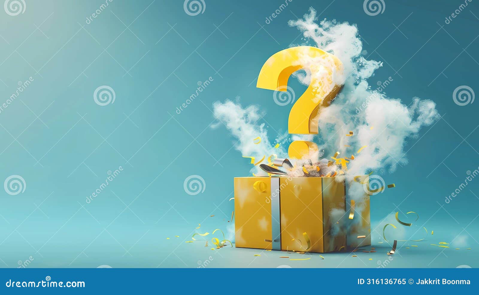 Surprise Box with Question Mark on Blue Background, Generative AI ...