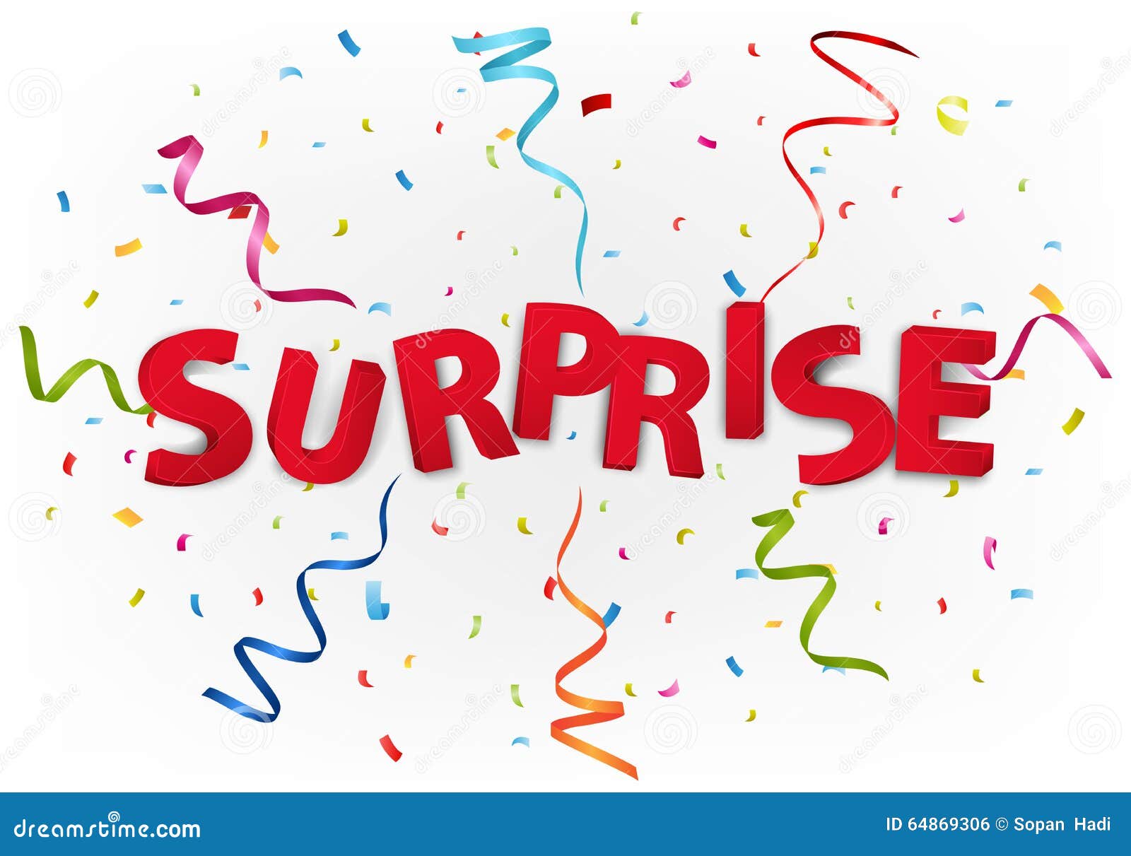 Surprise with confetti stock vector. Illustration of white - 64869306