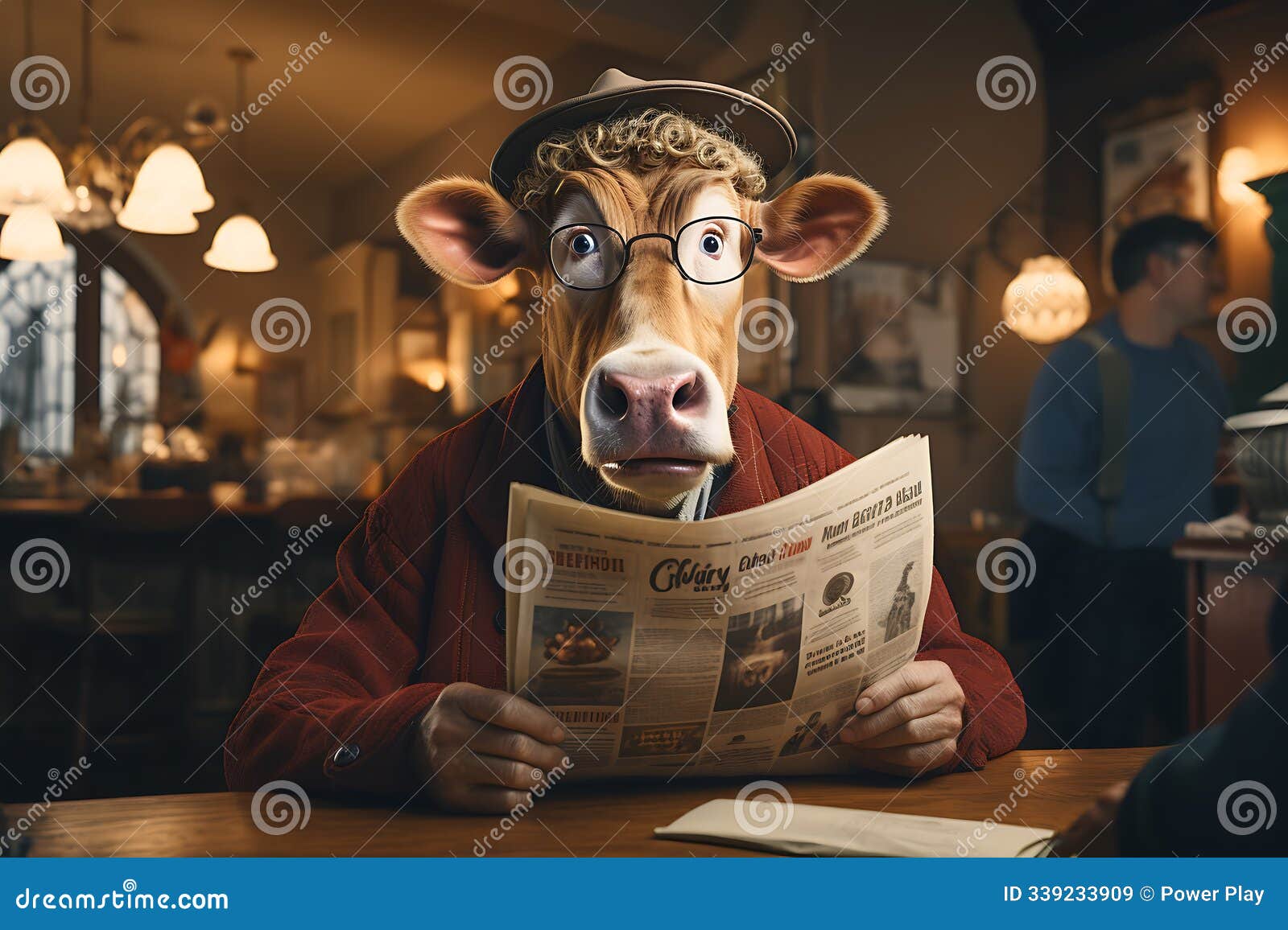 Surprise Cow Reading Newspaper Stock Illustration - Illustration of ...