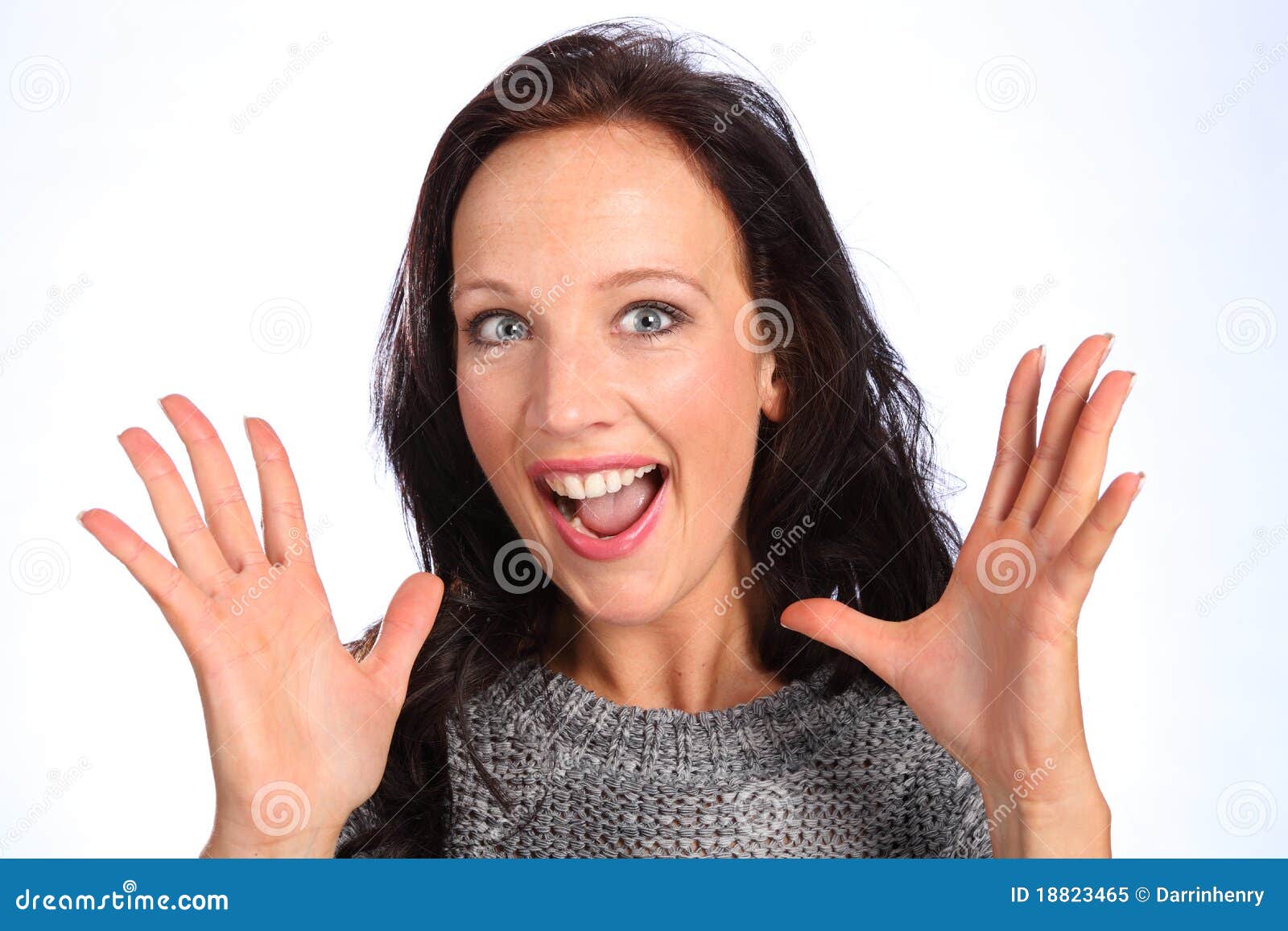 Surprise And Delighted Expression With Big Eyes Stock Image - Image of ...