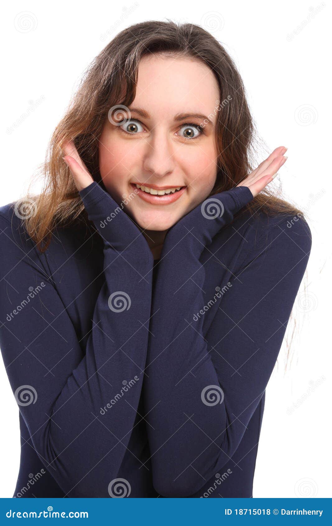 Surprise Expression and Big Eyes by Young Woman Stock Photo - Image of ...