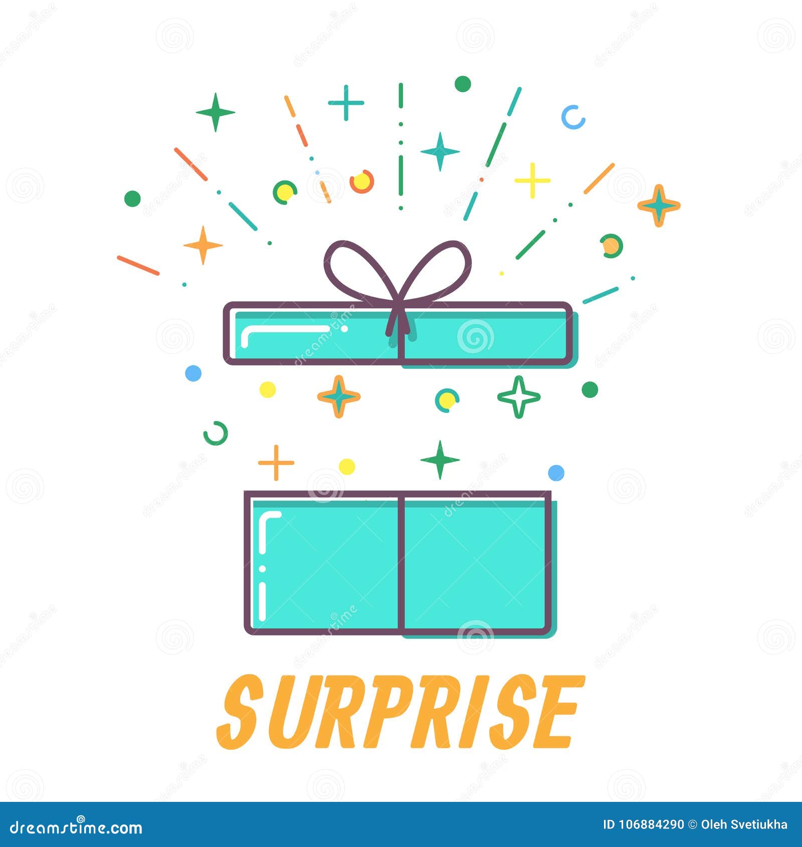 Surprise Flat Open Gift Box Vector Stock Vector - Illustration of give ...