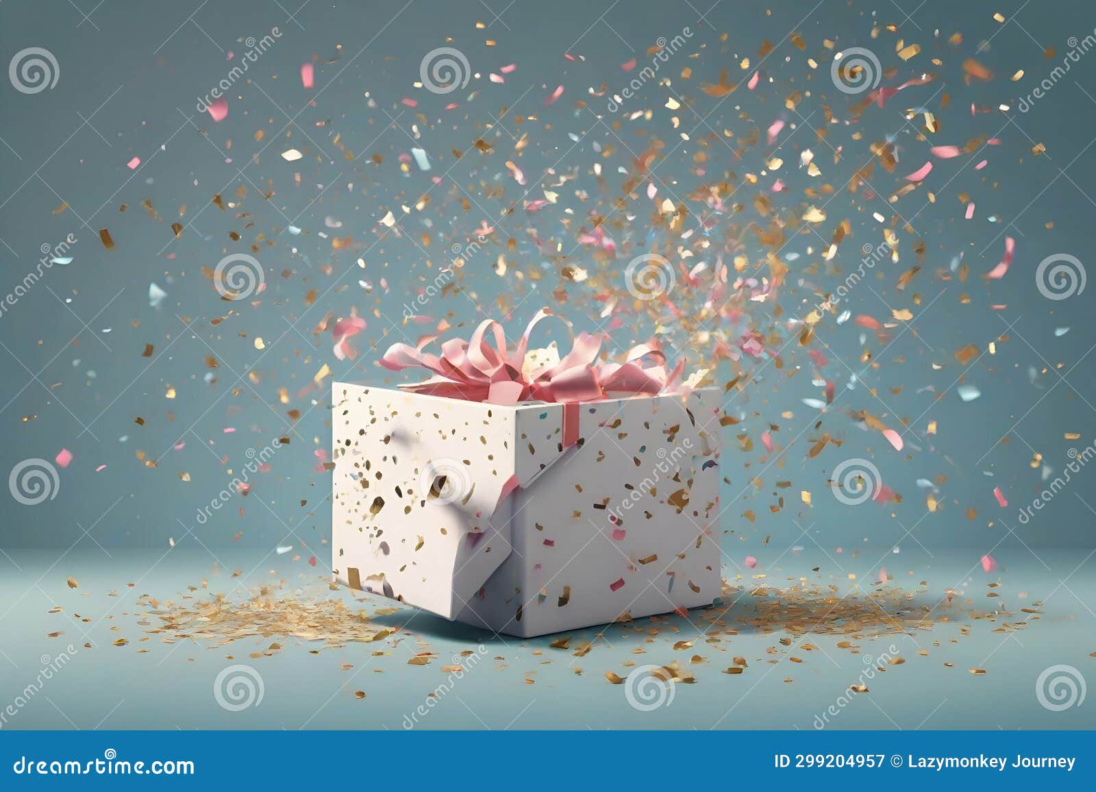 Surprise Gift Box with Falling Confetti Stock Illustration ...