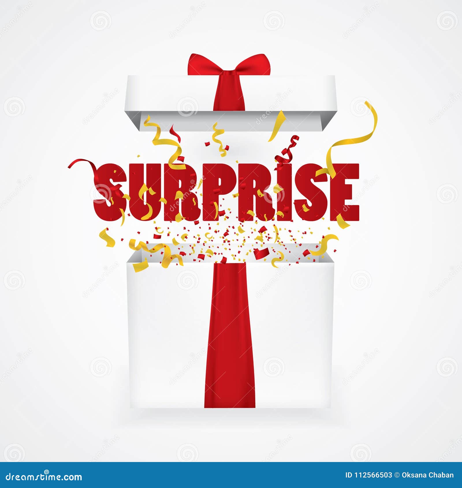 Surprise Gift Boxing.Opened 3d Realistic Gift Box with Red Bow and ...