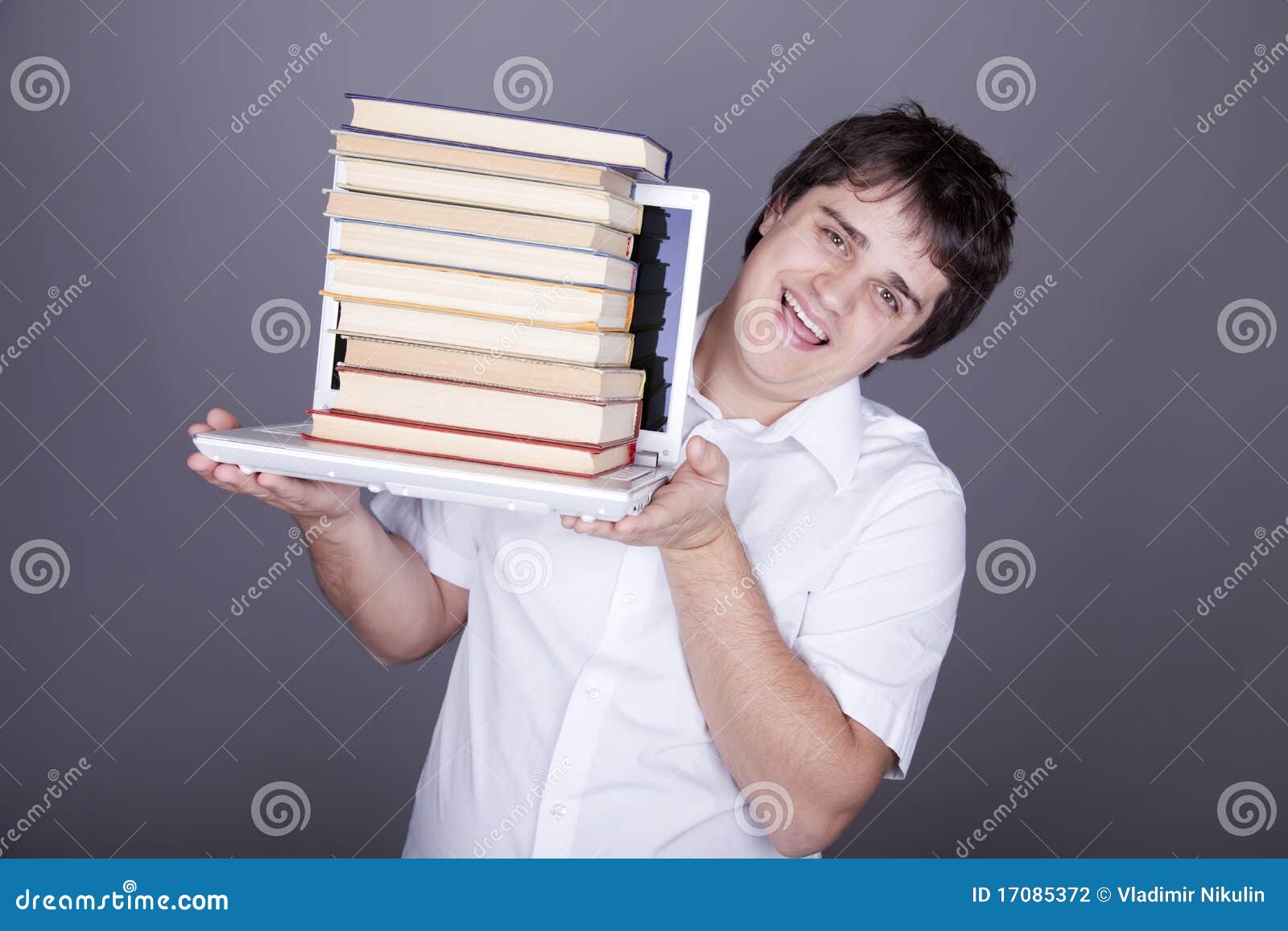 Surprise Men with Books and White Notebook. Stock Photo - Image of ...