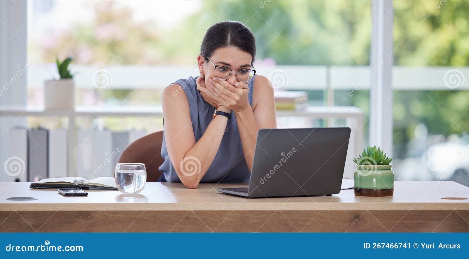 Surprise, Mistake or Error with a Business Woman Looking Shocked while ...