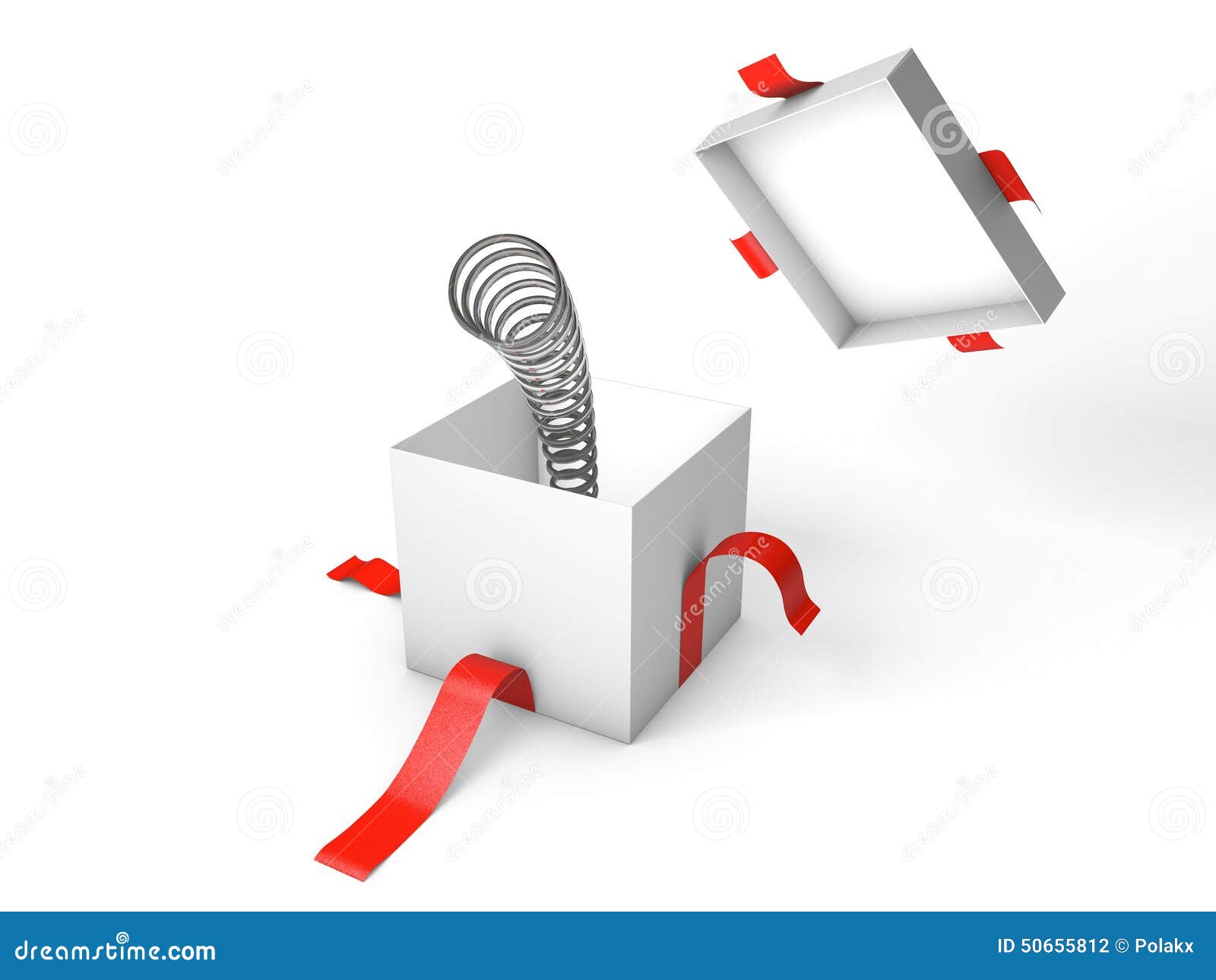 Surprise. Open White Gift Box with the Spring Inside. Stock ...