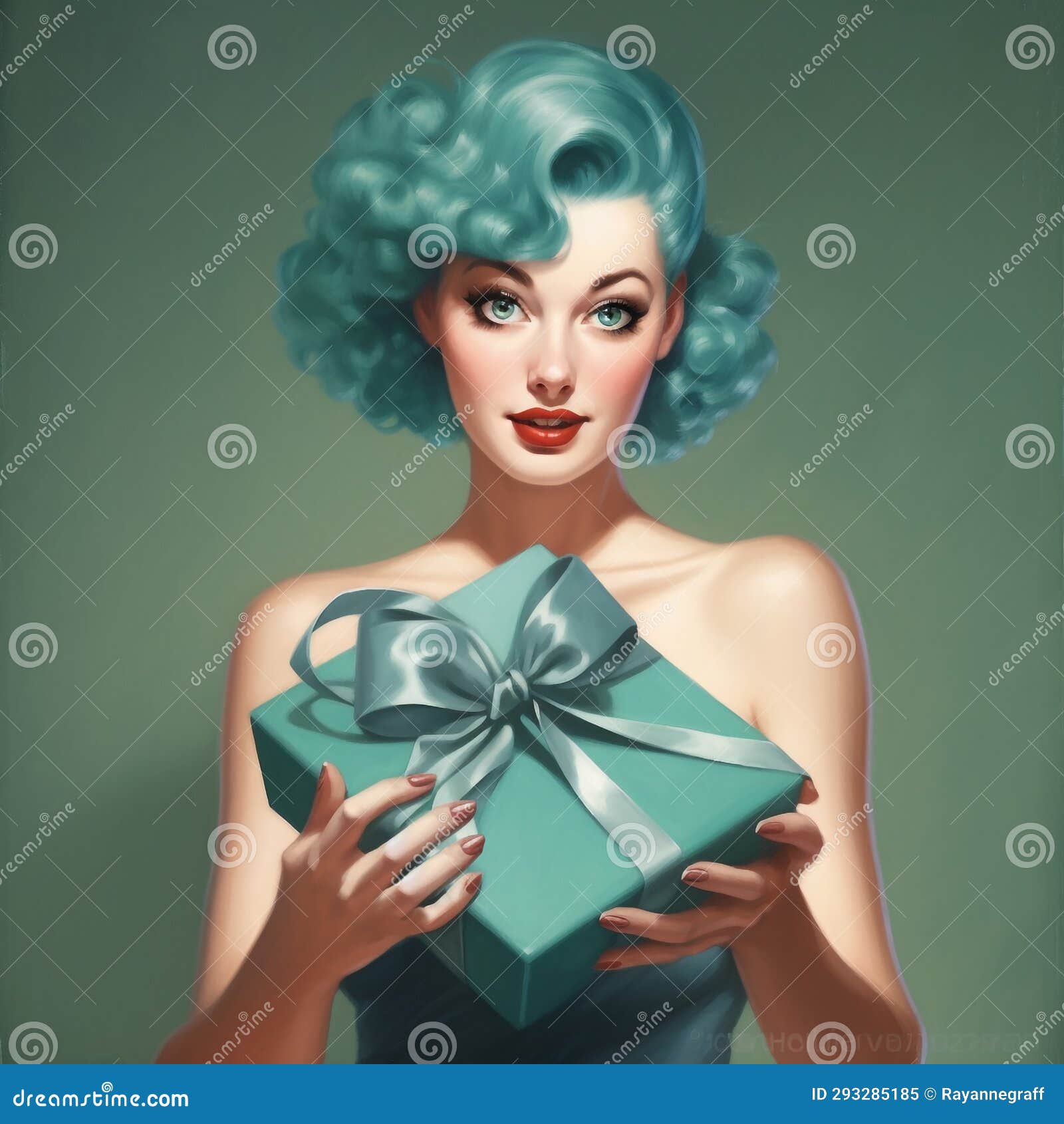 Surprise Pinup Girl With T Box Stock Illustration Illustration Of