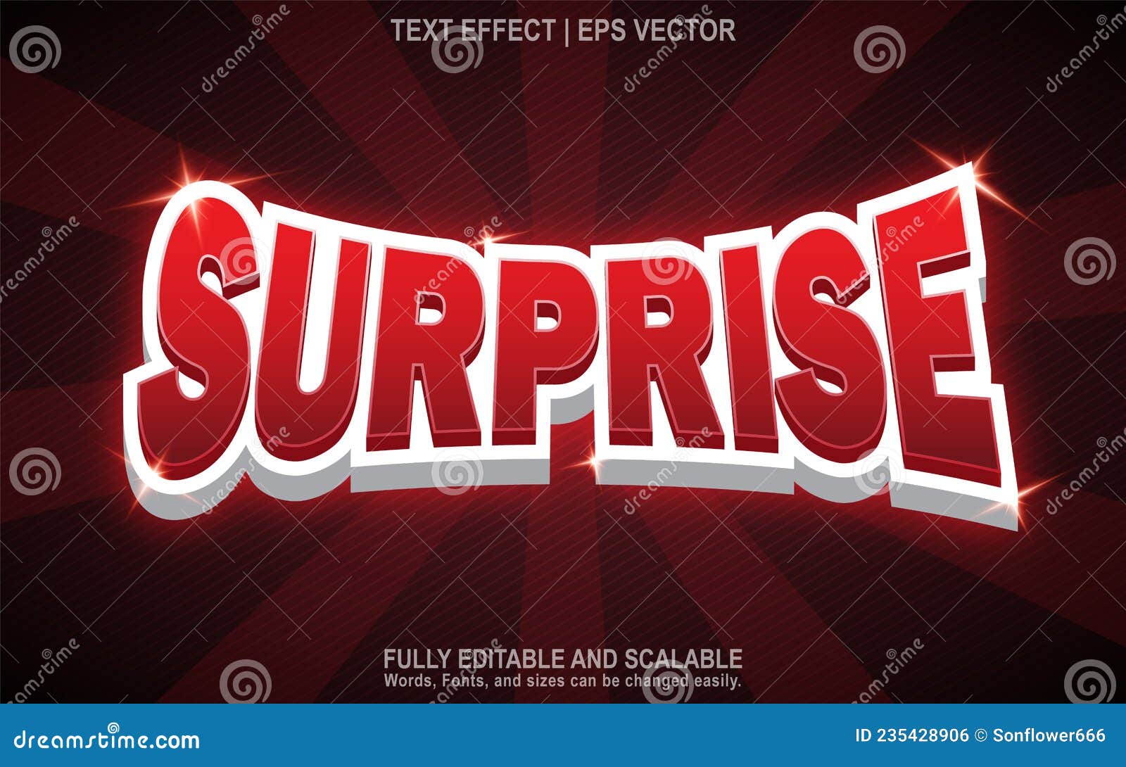 Surprise Text Effect in Red Color Stock Vector - Illustration of ...