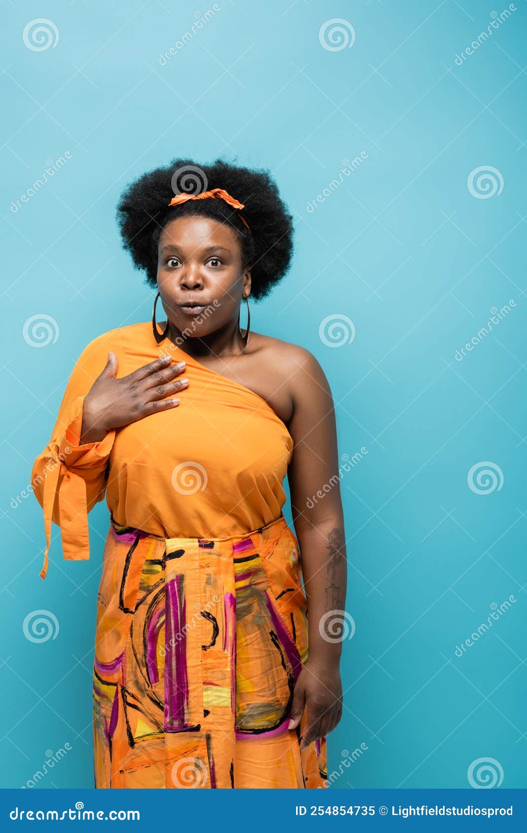 Surprised African American Body Positive Woman Stock Image Image Of