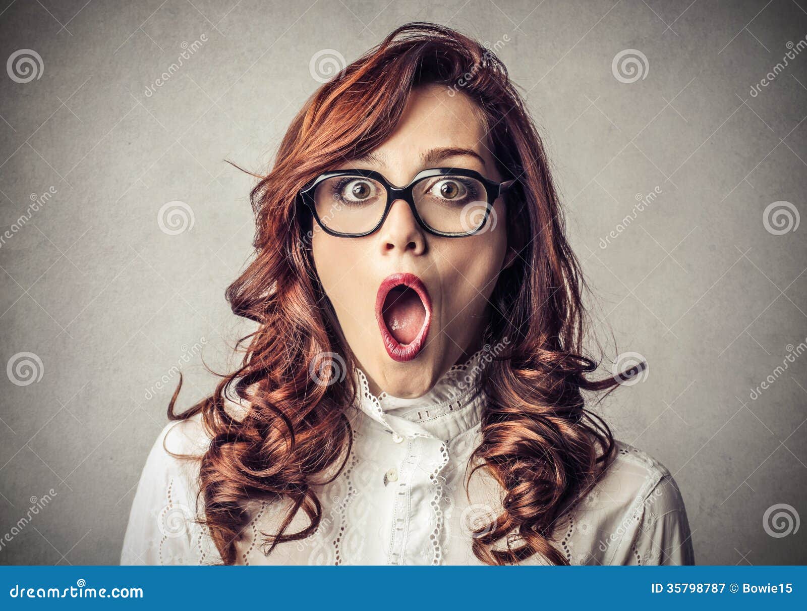 Surprised amazed woman stock image. Image of woman, wall - 35798787