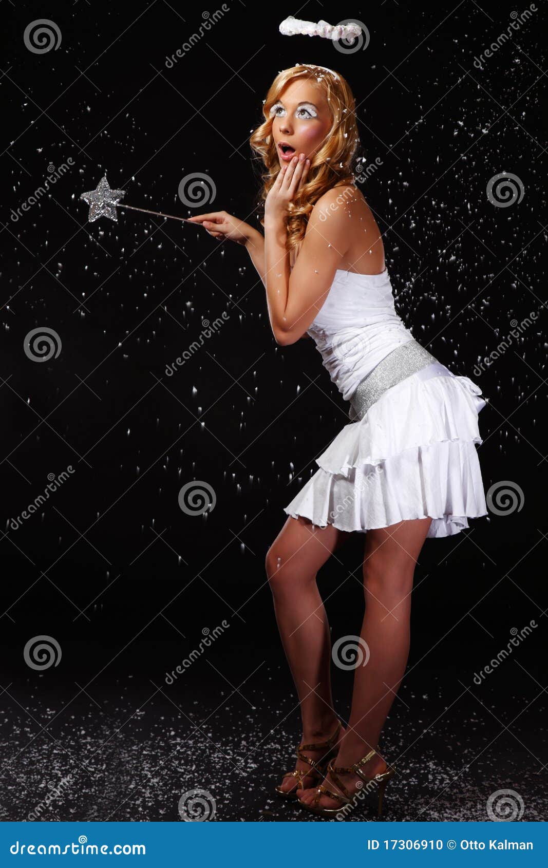 Surprised Angel Girl in Snowfall Stock Photo - Image of modern, cute ...