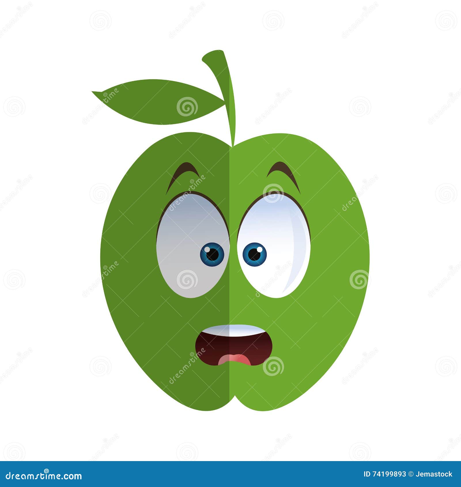 Surprised Apple Cartoon Icon Stock Illustration - Illustration of ...