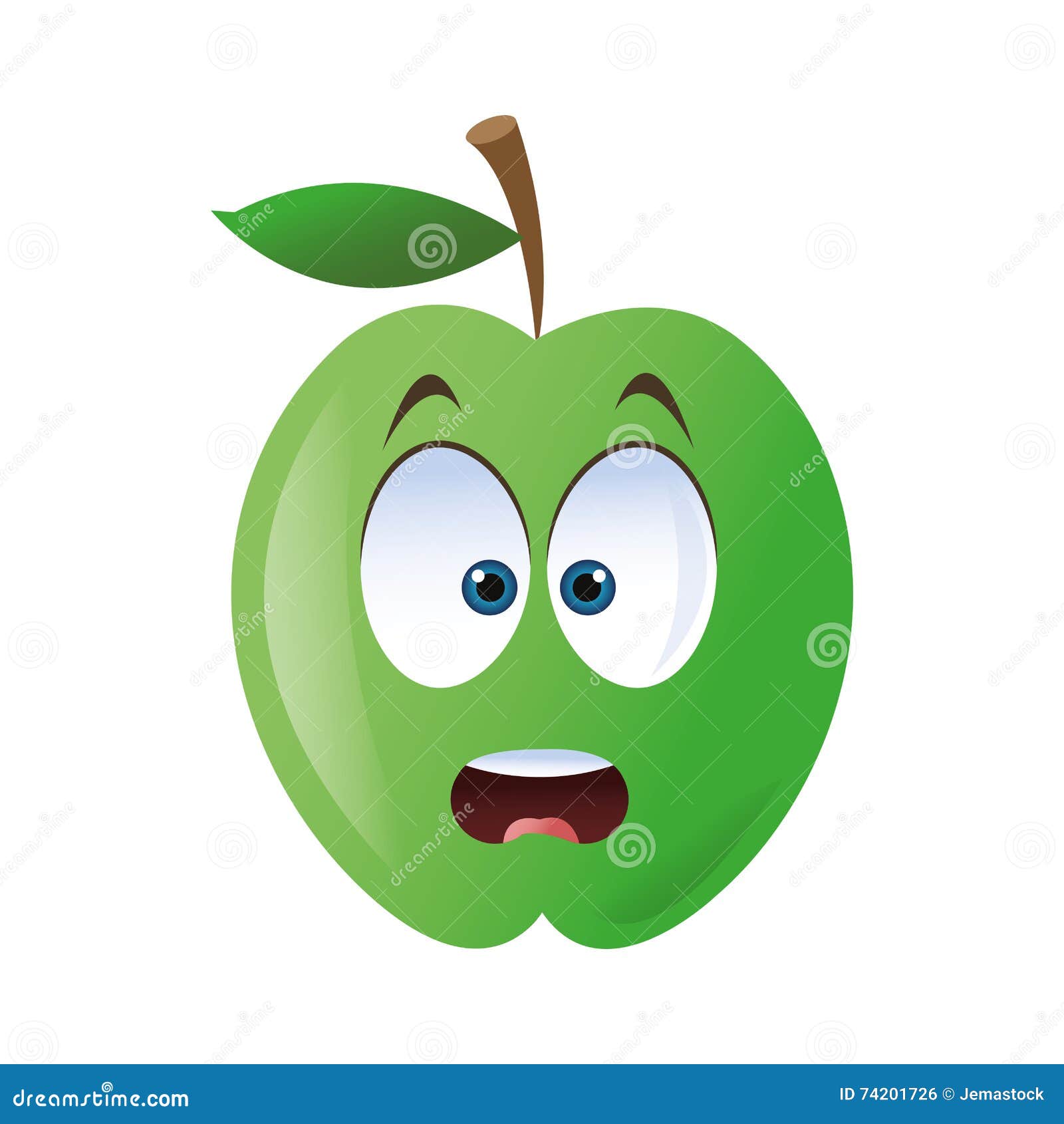 Surprised Apple Cartoon Icon Stock Illustration - Illustration of face ...