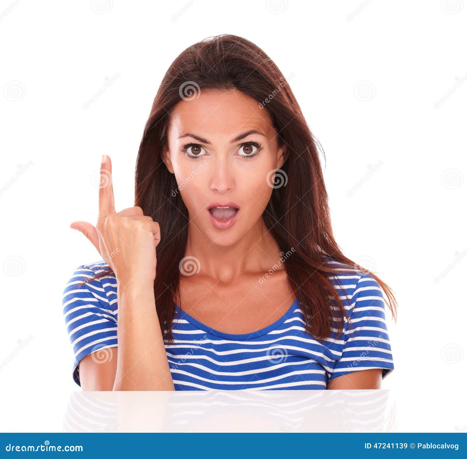 Surprised Attractive Lady Pointing Up As a Gun Stock Image - Image of ...