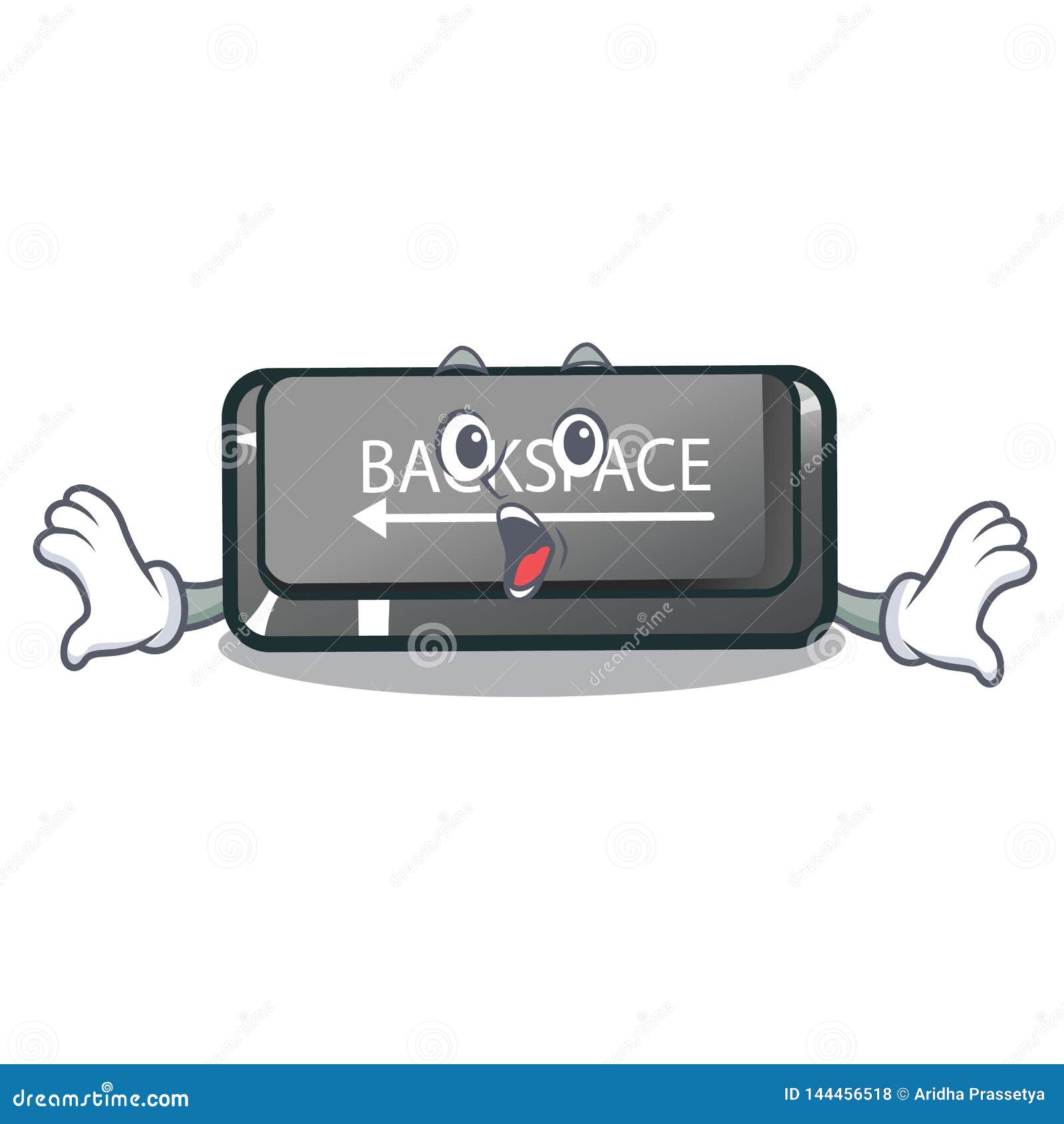Surprised Backspace Button Installed on Cartoon Keyboard Stock Vector ...