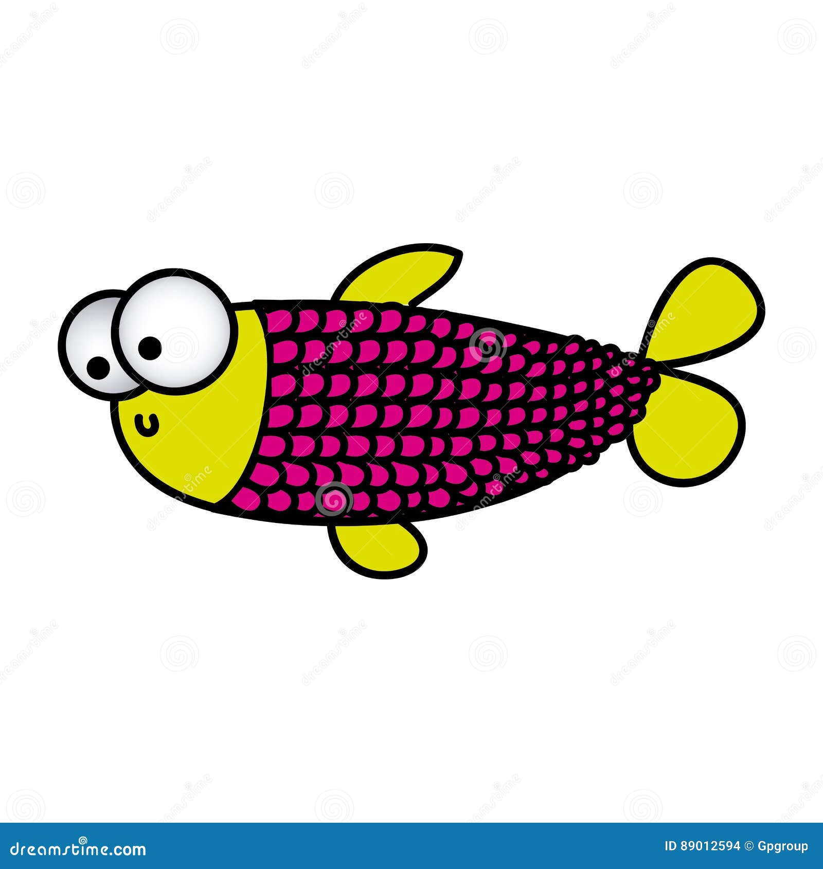 Surprised Balloon Fish Cartoon Icon Stock Illustration - Illustration ...