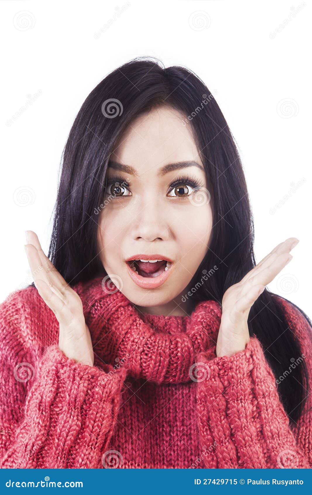 Surprised Beautiful Woman Stare To Camera, Isolated On White Background ...