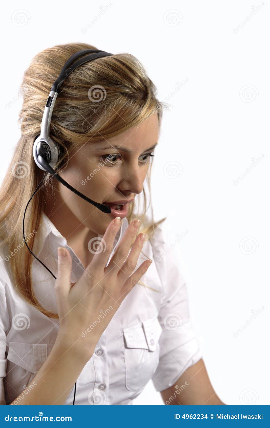 Surprised Blonde Telephone Customer Support Lady Picture. Image: 4962234