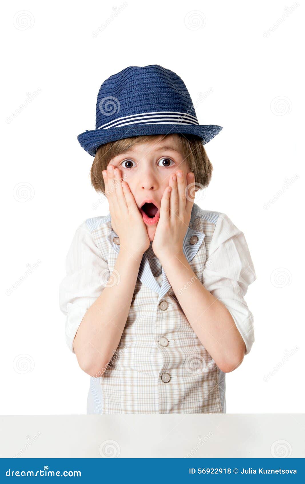 The surprised boy stock photo. Image of close, hand, opened - 56922918