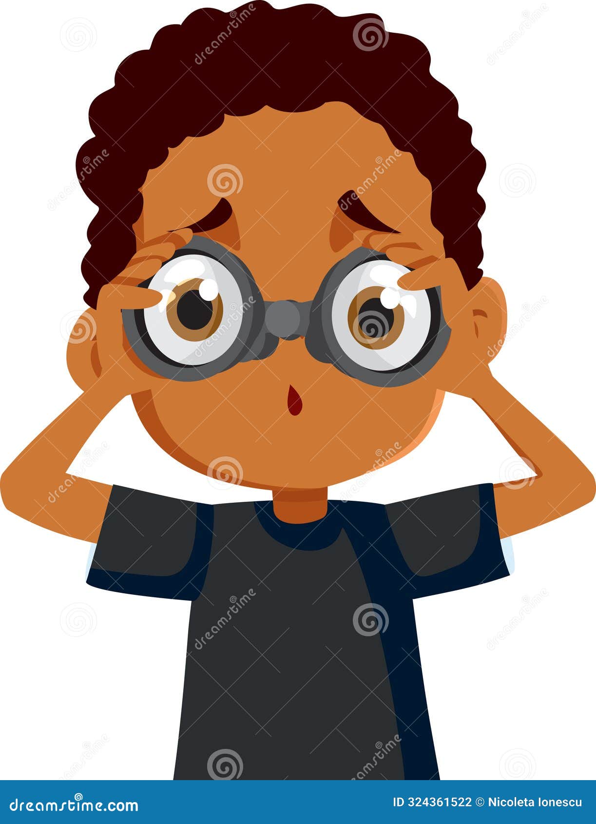 Surprised Boy Looking with Binoculars Vector Illustration Stock ...