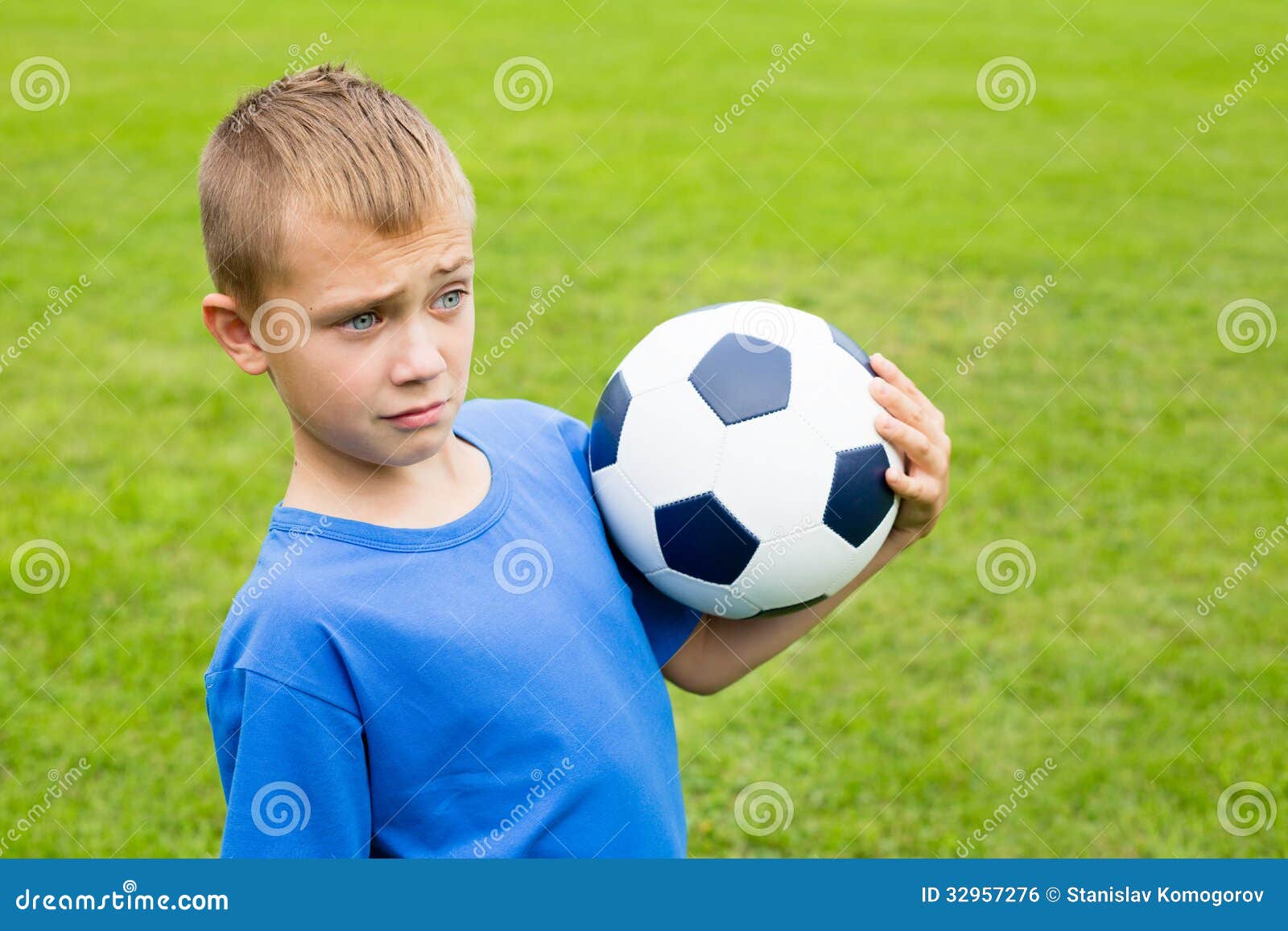 Surprised Boy with Soccer Ball. Stock Photo - Image of ball, amazement ...