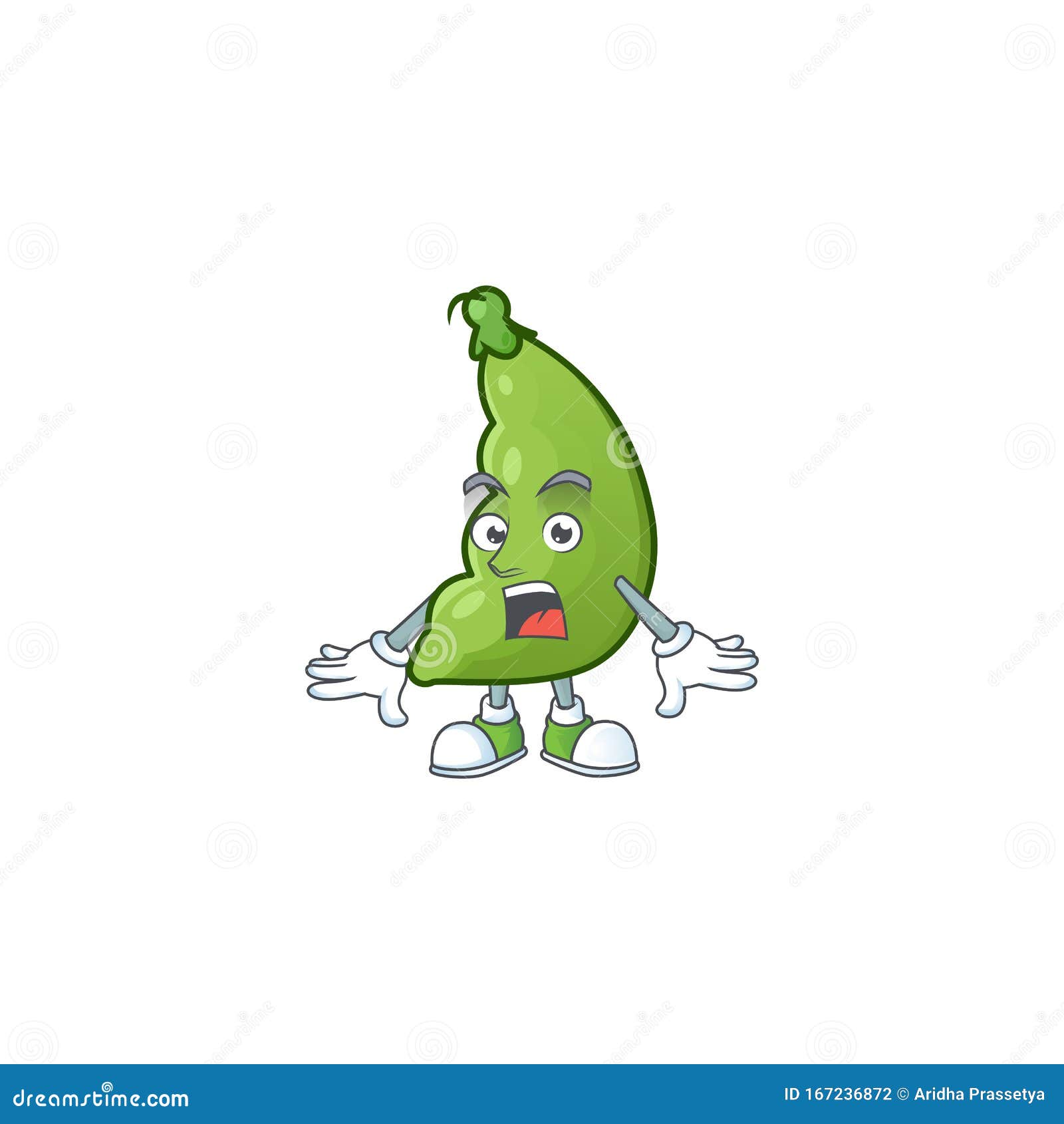 Surprised Broad Beans Gesture on Cartoon Mascot Design Stock Vector ...