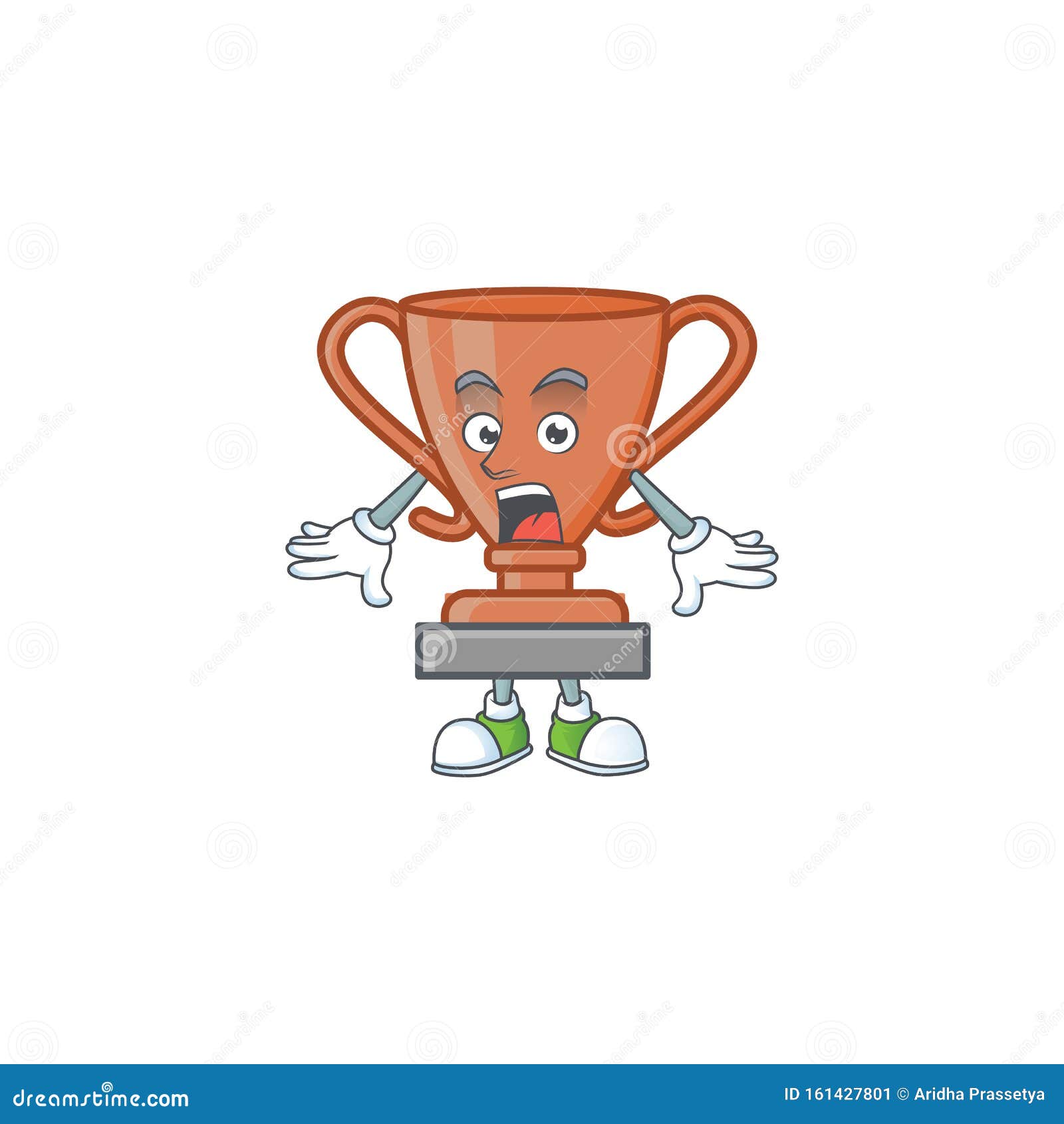 Surprised Bronze Trophy Cartoon Character with Mascot Stock Vector ...