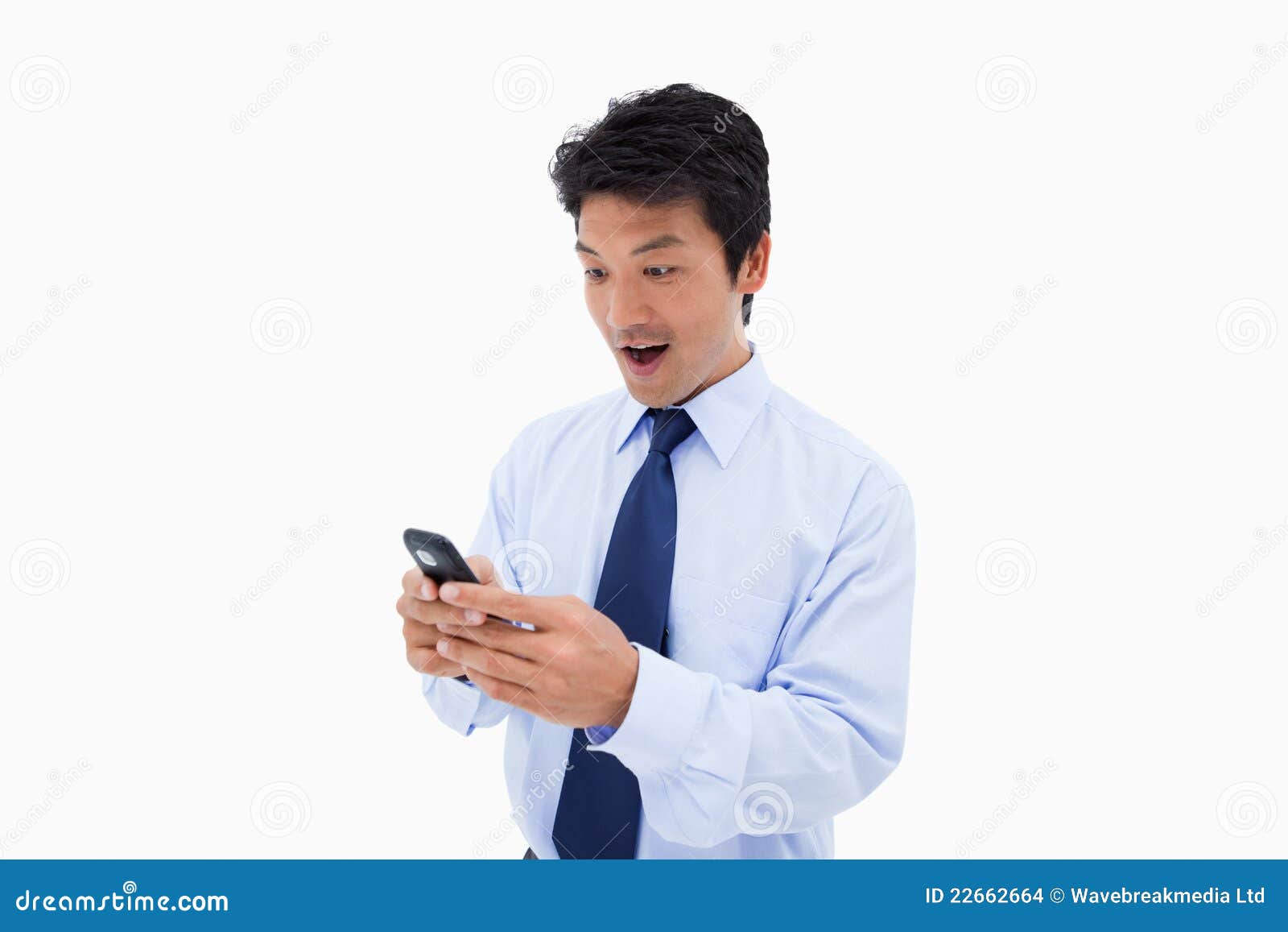 Surprised Business Man Reading a Text Message Stock Photo - Image of ...