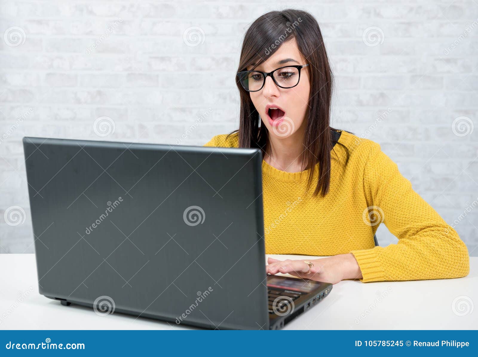 Surprised Businesswoman Using Her Laptop Computer Stock Image - Image ...