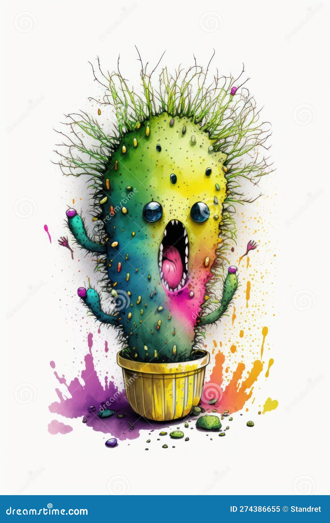 Surprised Cactus with Face. Beautiful Illustration Picture Stock ...