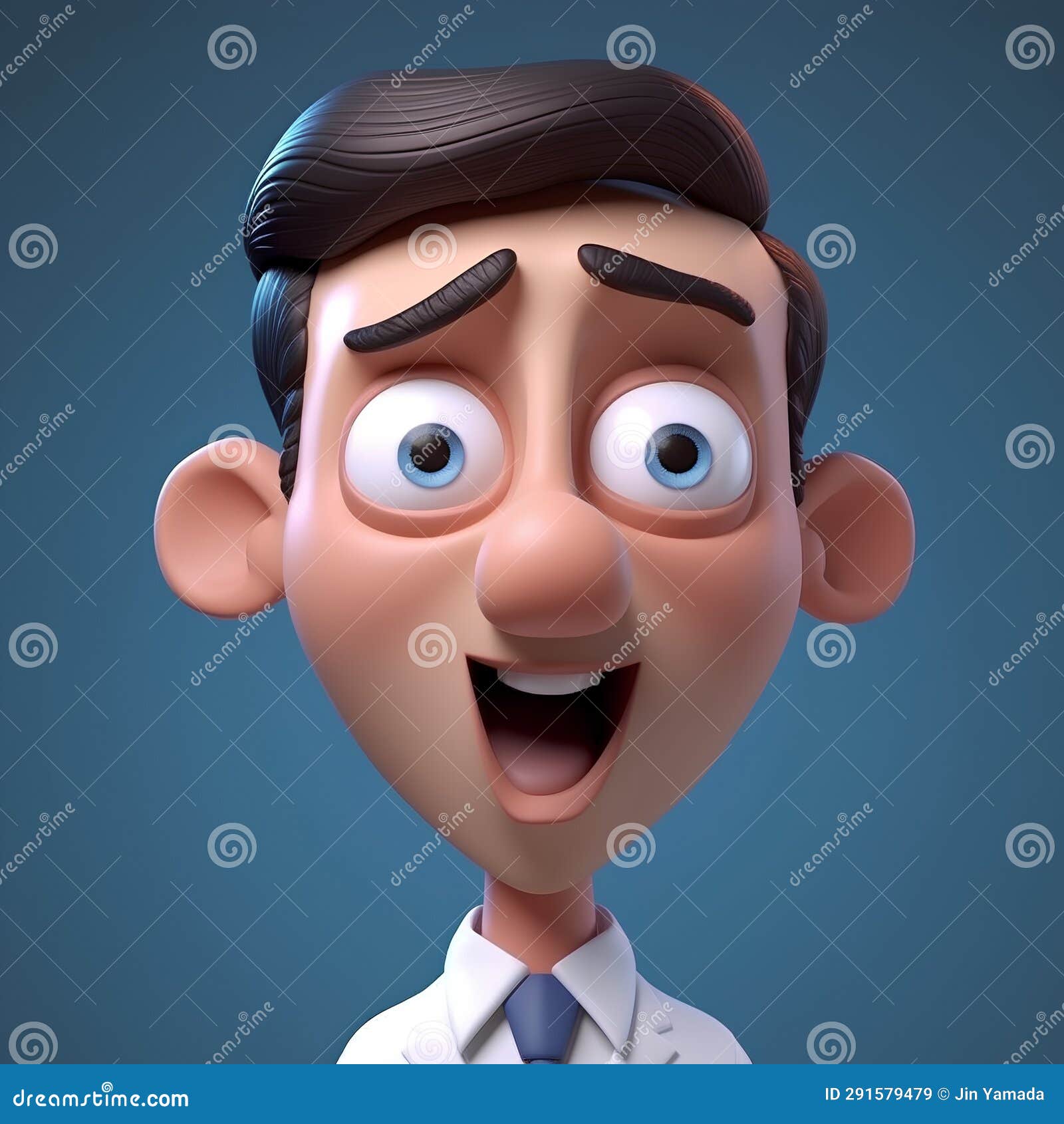 Surprised Cartoon Doctor on Blue Background, 3d Render Illustration ...