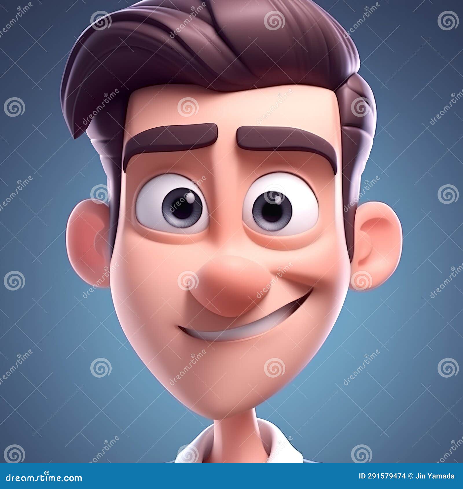 Surprised Cartoon Man with a Big Smile. 3d Rendering Stock Illustration ...