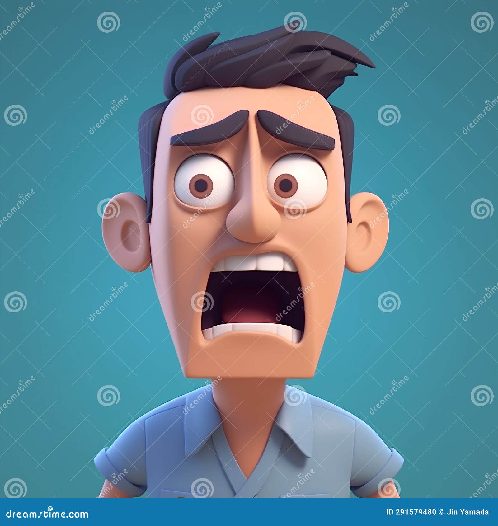 Surprised Cartoon Man. 3d Render Illustration Over Blue Background ...