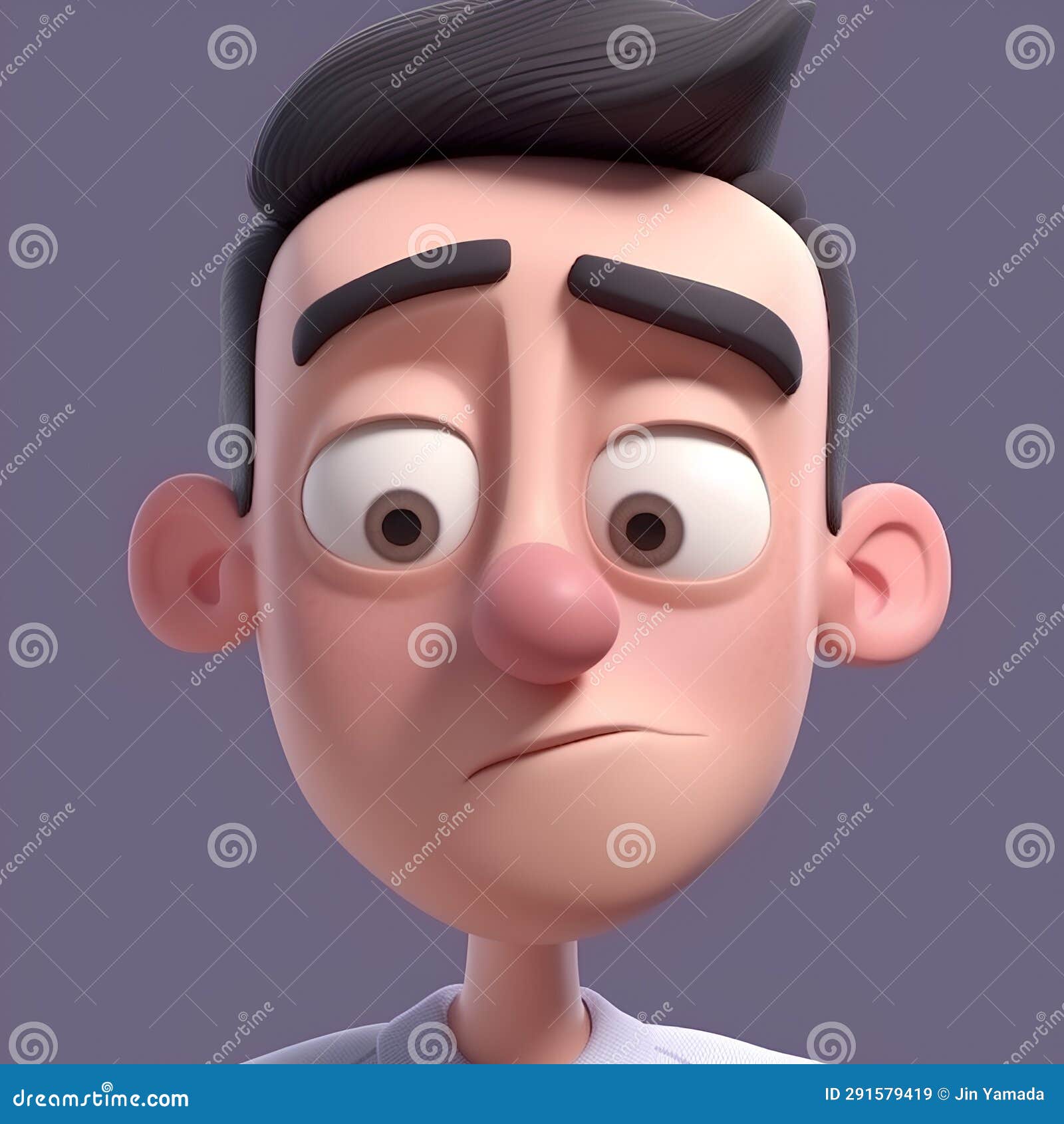 Surprised Cartoon Man with a Sad Expression, 3d Render Stock ...
