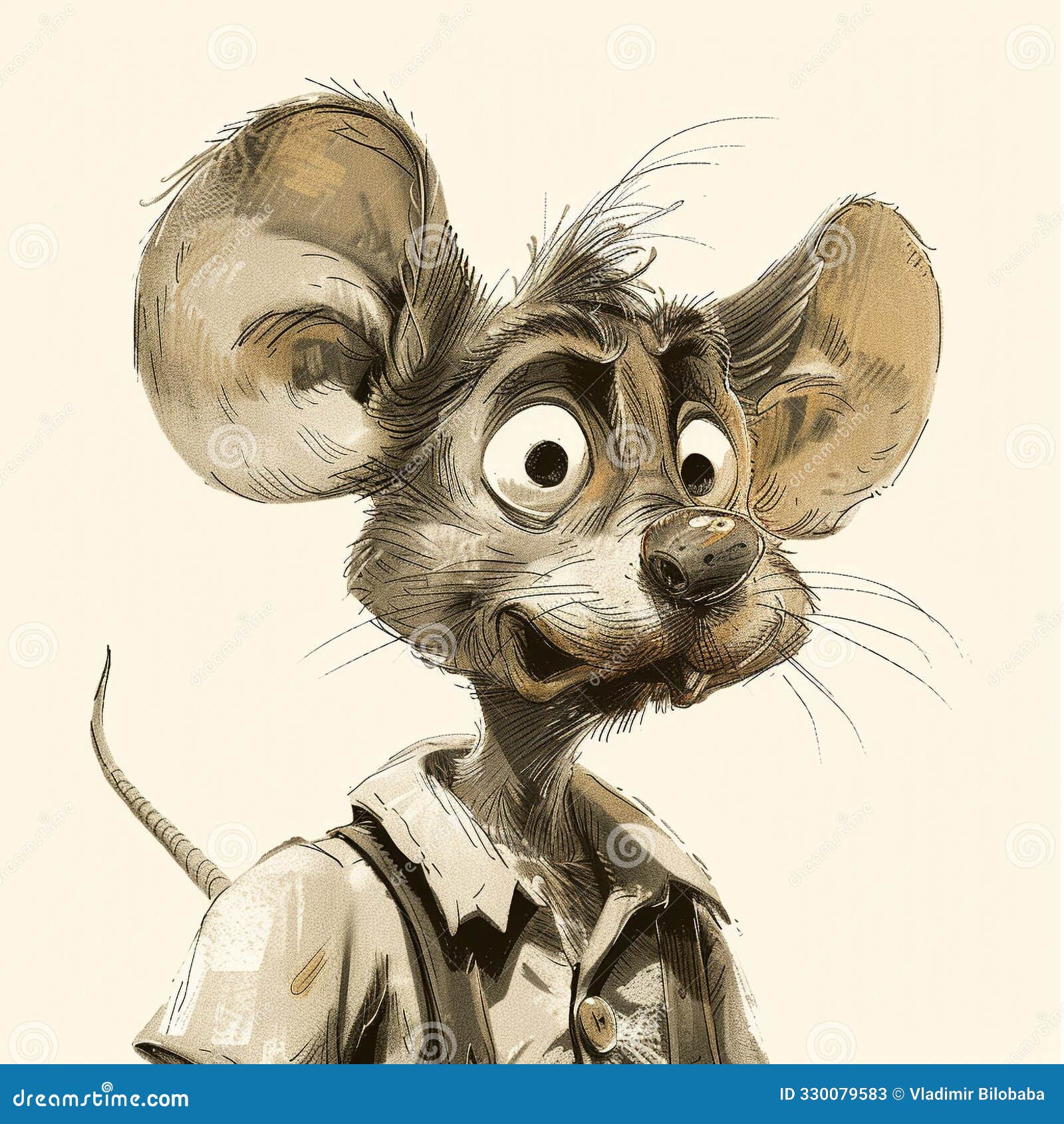A Cartoon Mouse Character with Expressive Features and a Surprised Look ...