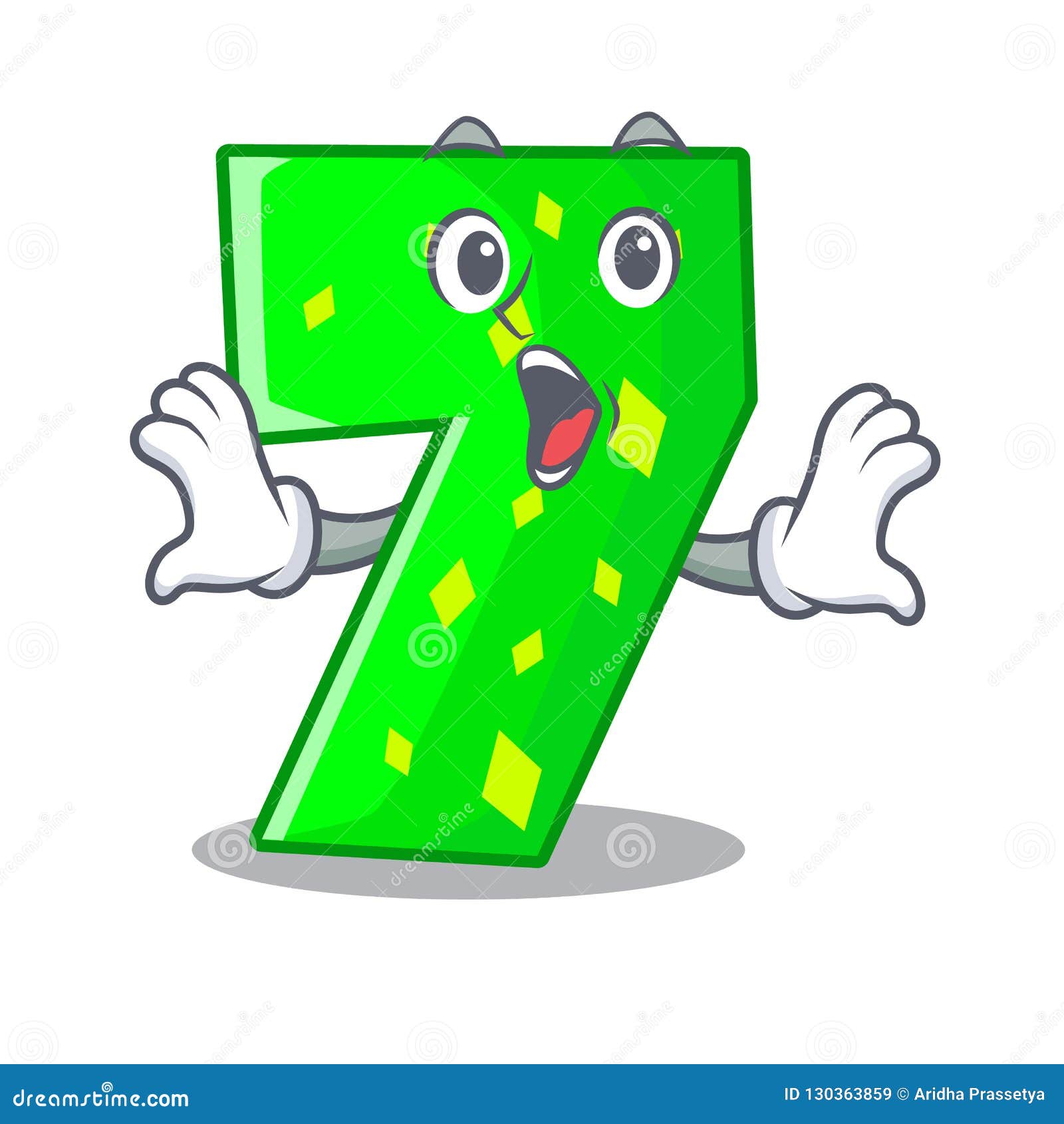Surprised Cartoon Number Seven on Stone Wall Stock Vector ...