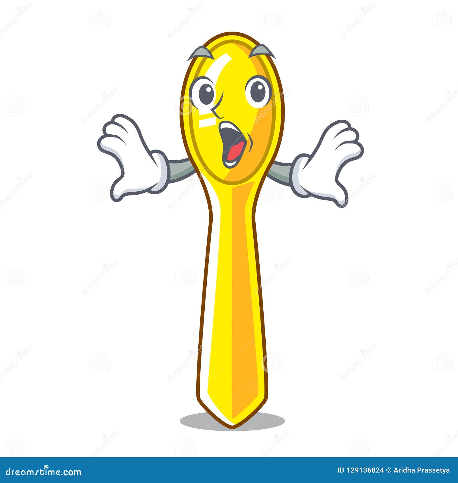 Surprised Cartoon Plastic Spoon on the Plate Stock Vector ...