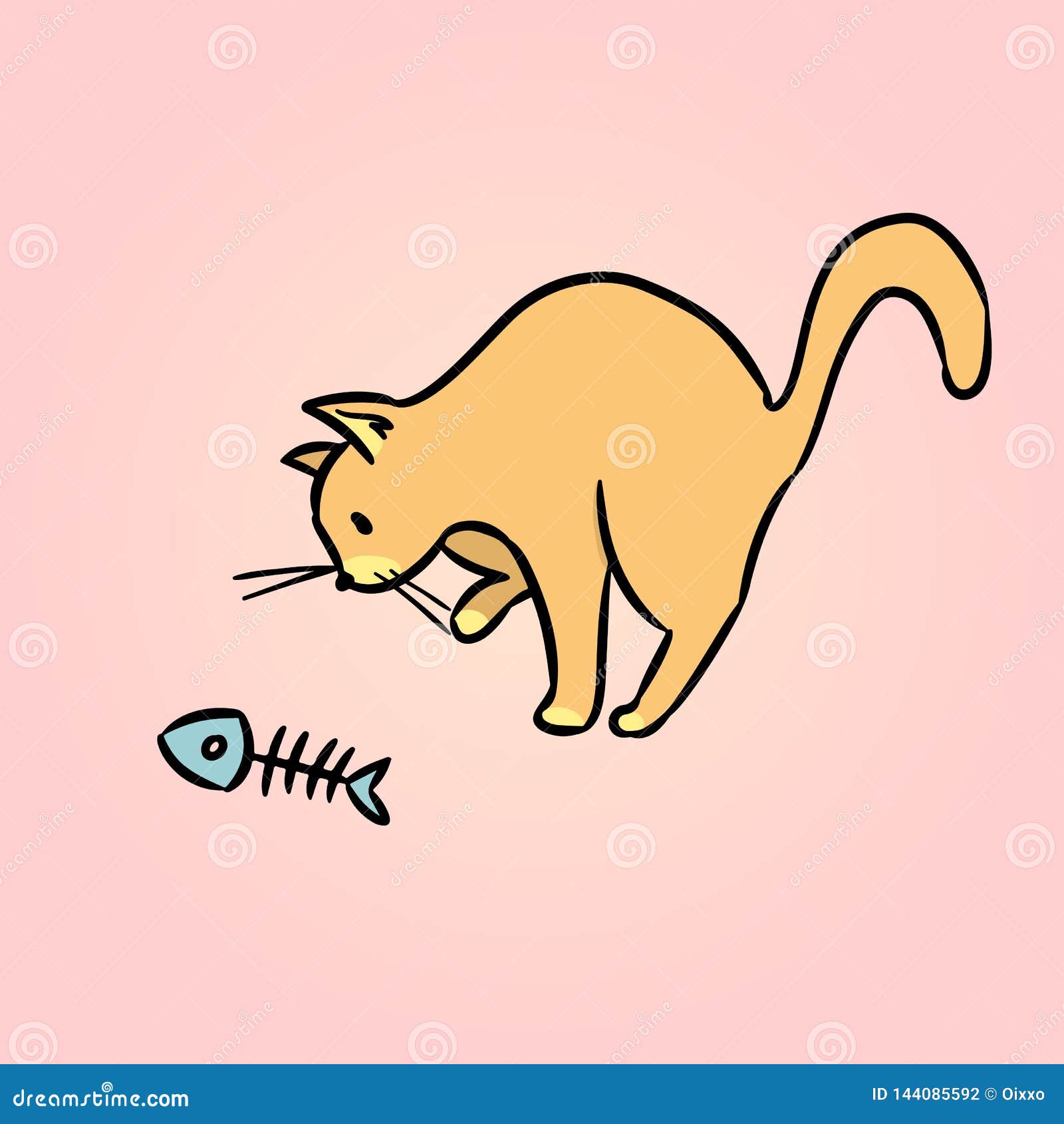 Surprised Cat Cartoon Illustration On Pink Background. Vector Art Stock ...