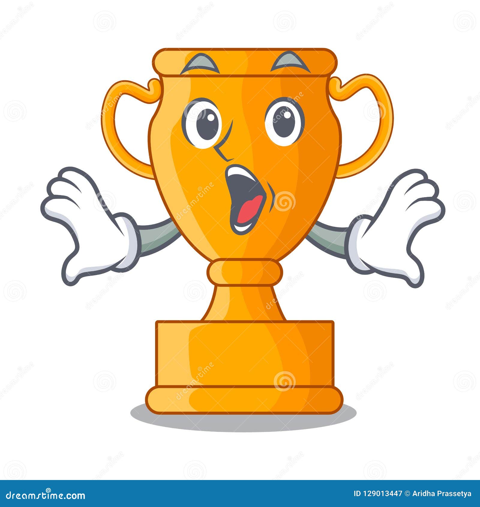 Surprised Champion Golden Trophy on Cartoon Table Stock Vector ...