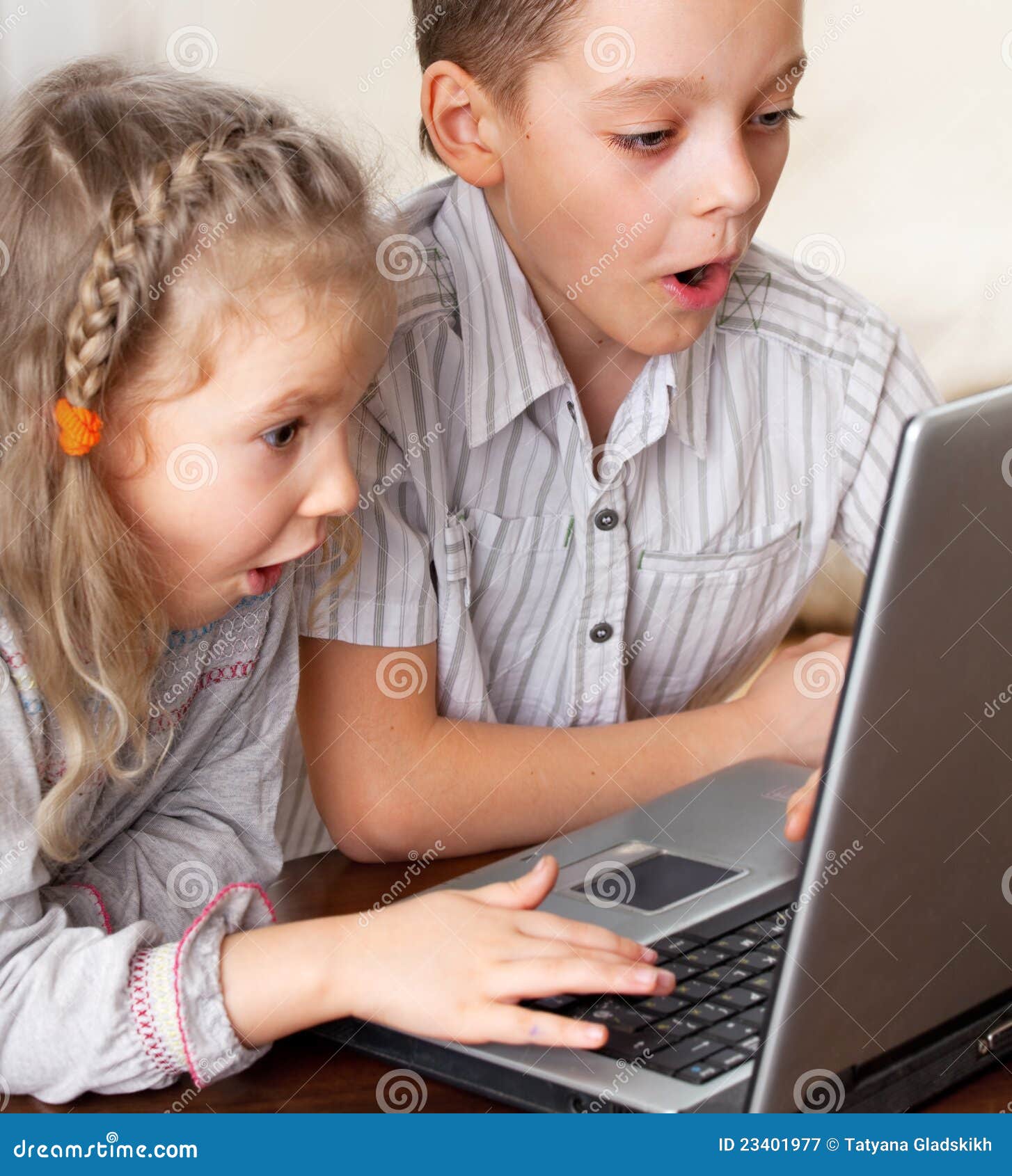 Surprised Child with Laptop Stock Image - Image of computer, preschool ...