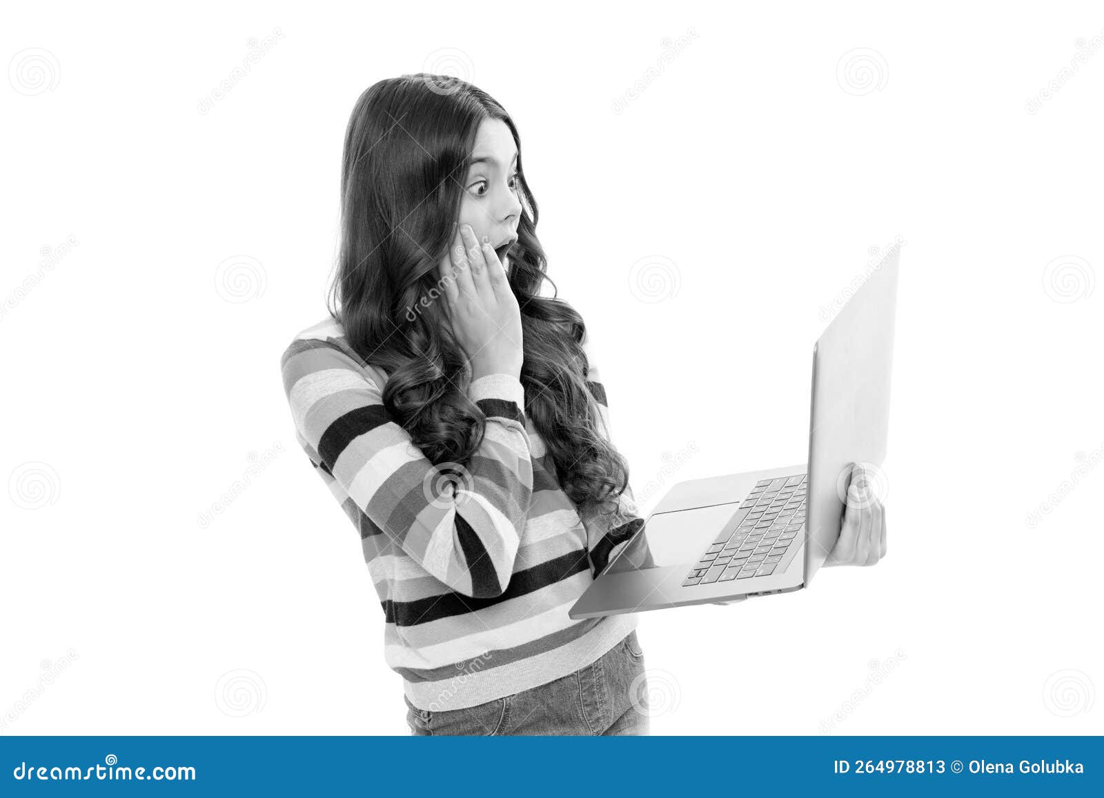 Surprised Child Study Online Education or Check Email on Computer ... Surprised Child Study Online Education or Check Email on Computer ...