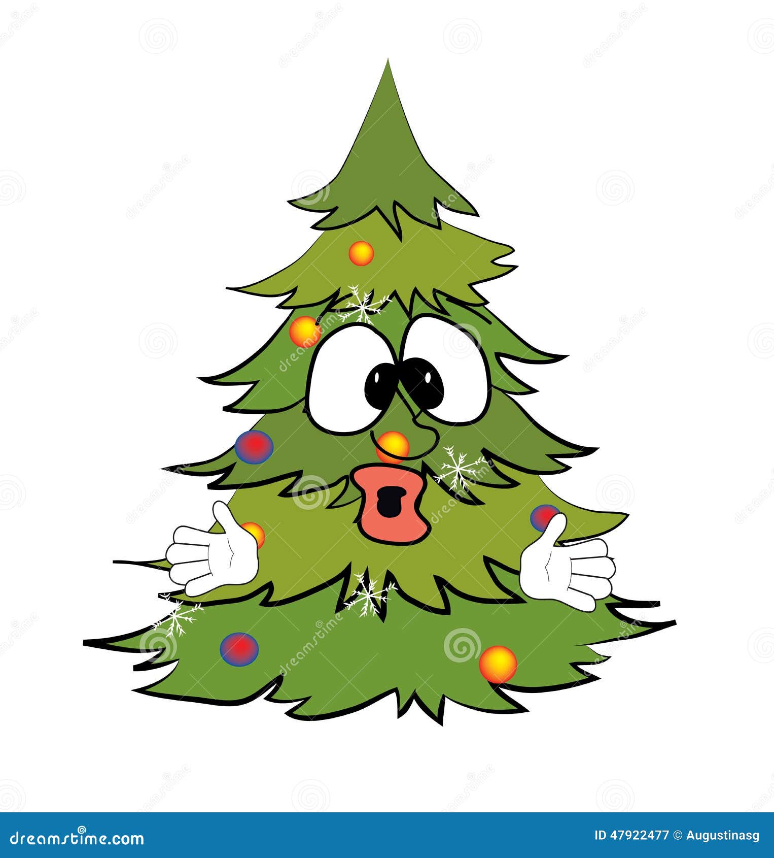 Surprised Christmas Tree Cartoon Stock Illustration - Illustration of ...