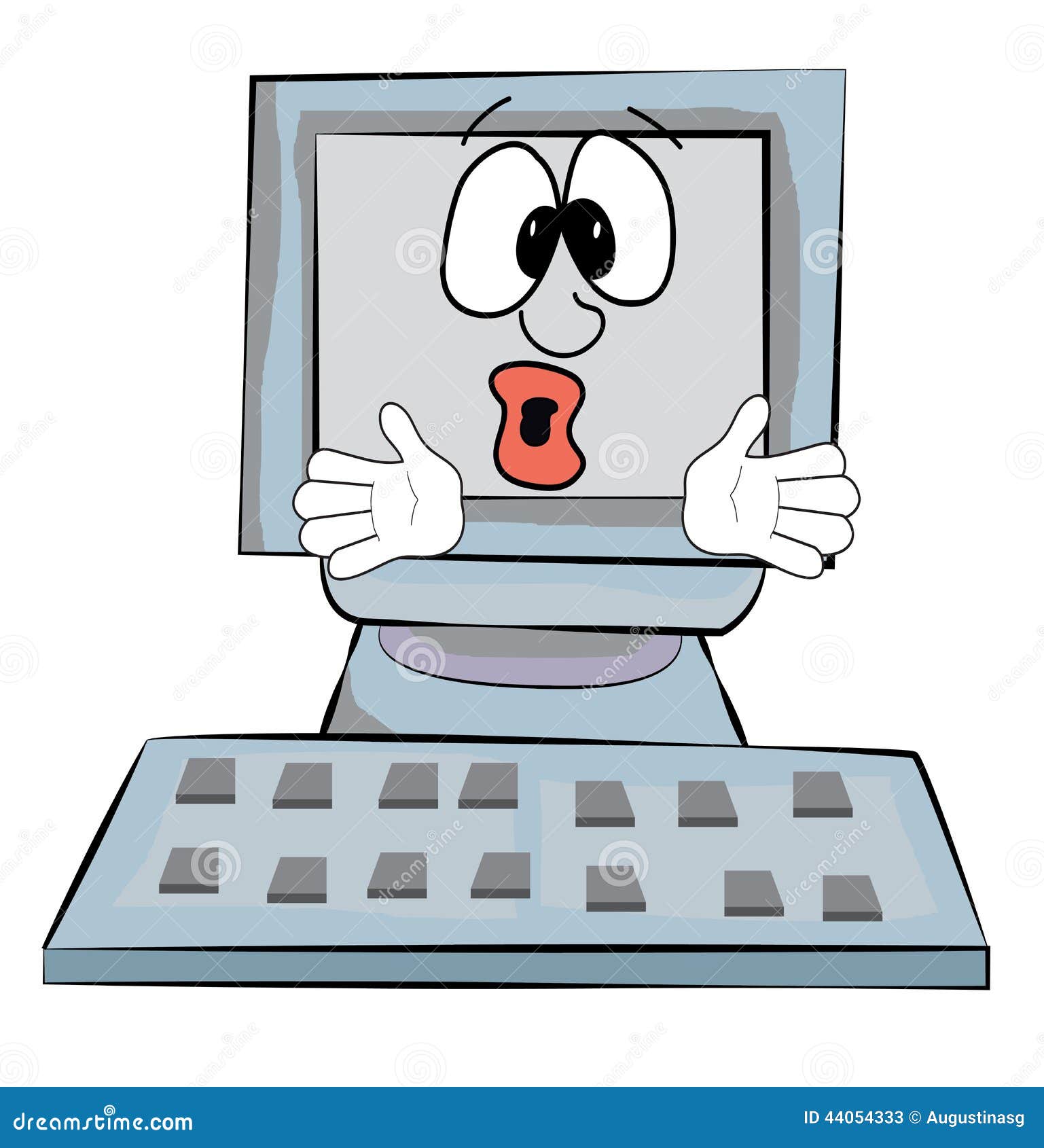 Surprised Computer cartoon stock illustration. Illustration of isolated ...